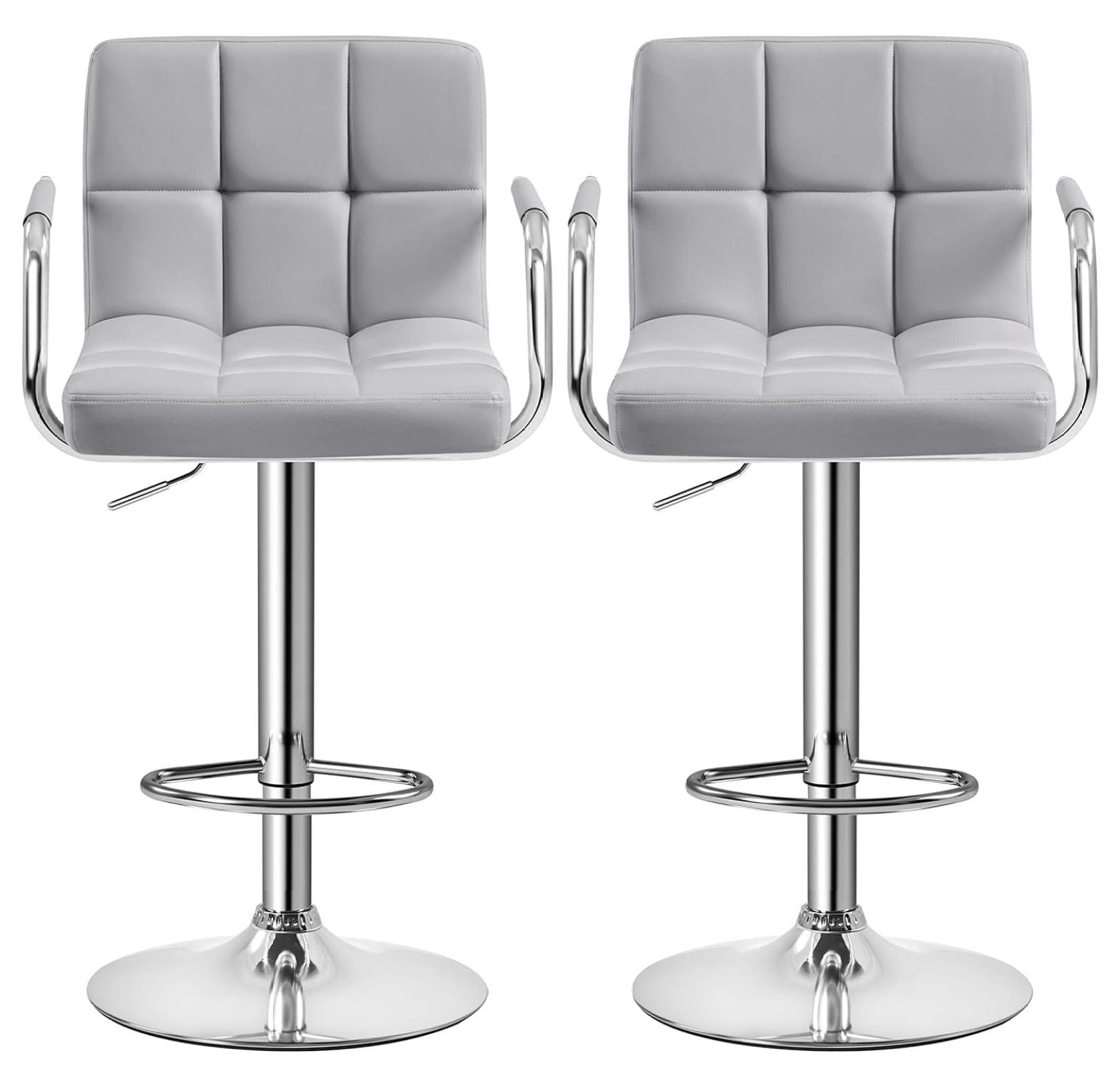 Drevy PU Leather Barstool Set of 2 Adjustable Seat Height Counter ...