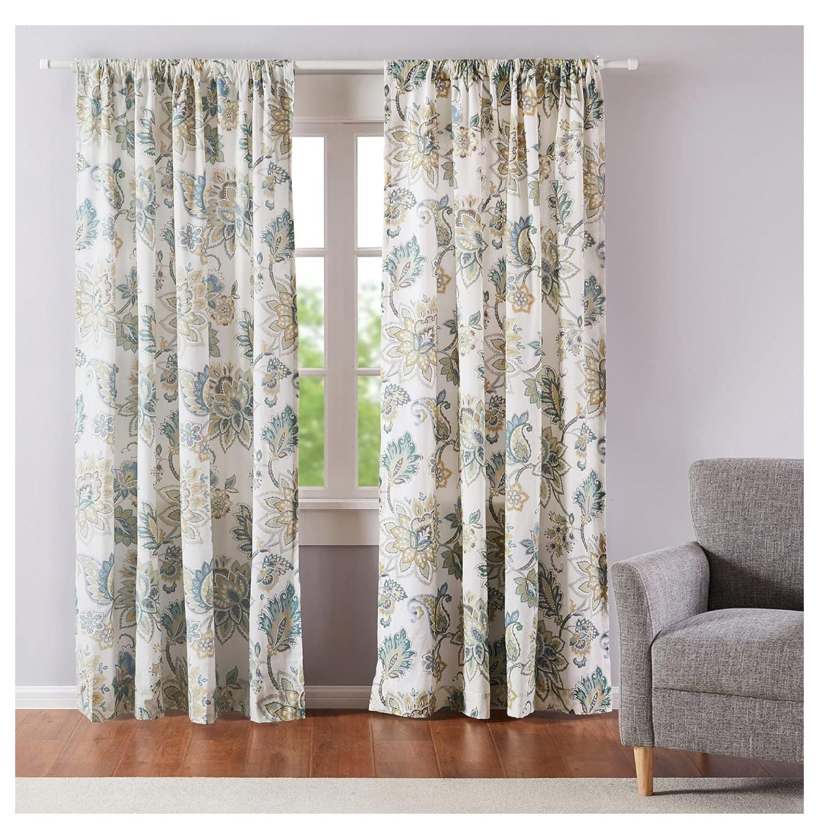 Drevy - Palladium Grey - Window Panels with Rod Pocket - Two Curtains ...