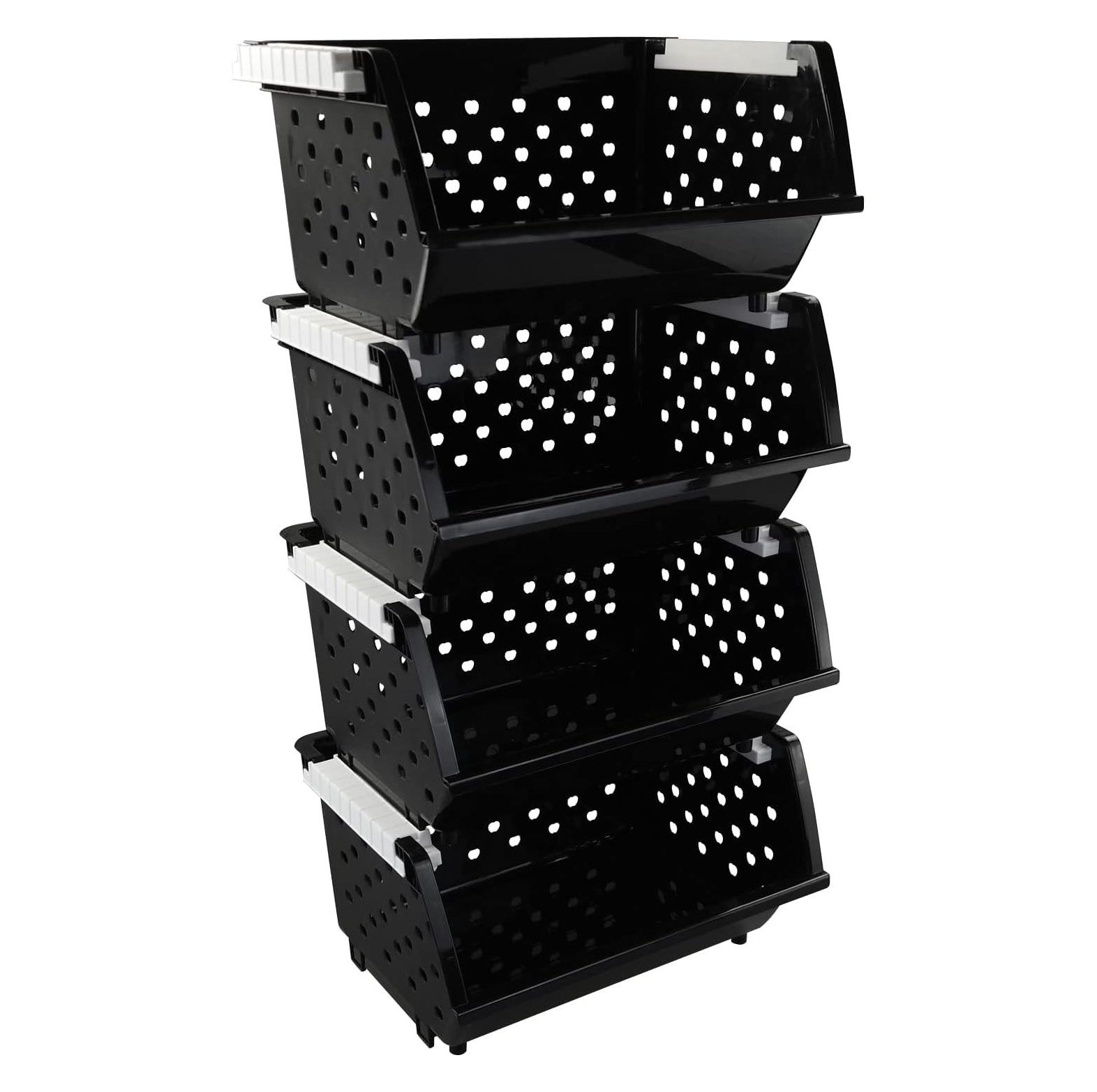 Drevy Plastic Stackable Organizer Basket Bins, Kitchen Bathroom ...