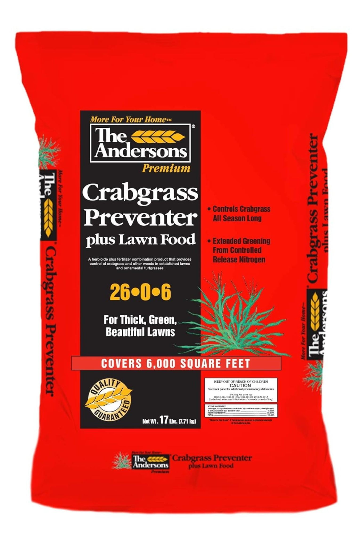 Drevy Premium Crabgrass Preventer Plus Fertilizer 26-0-6 with Dimension ...