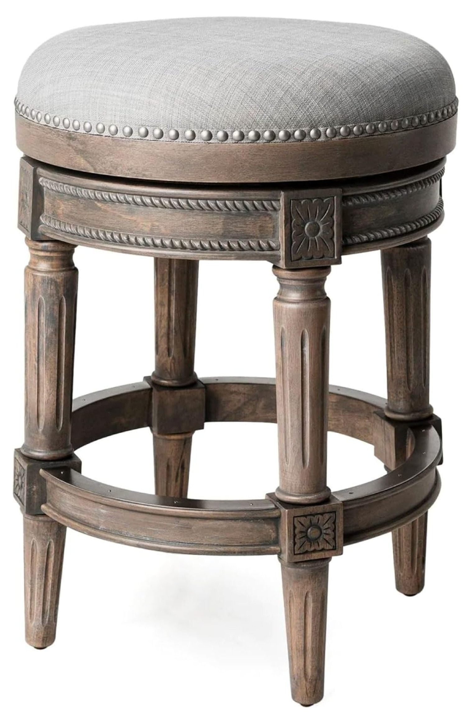 Drevy Pullman Backless Swivel Kitchen Counter Stool, Reclaimed Oak ...