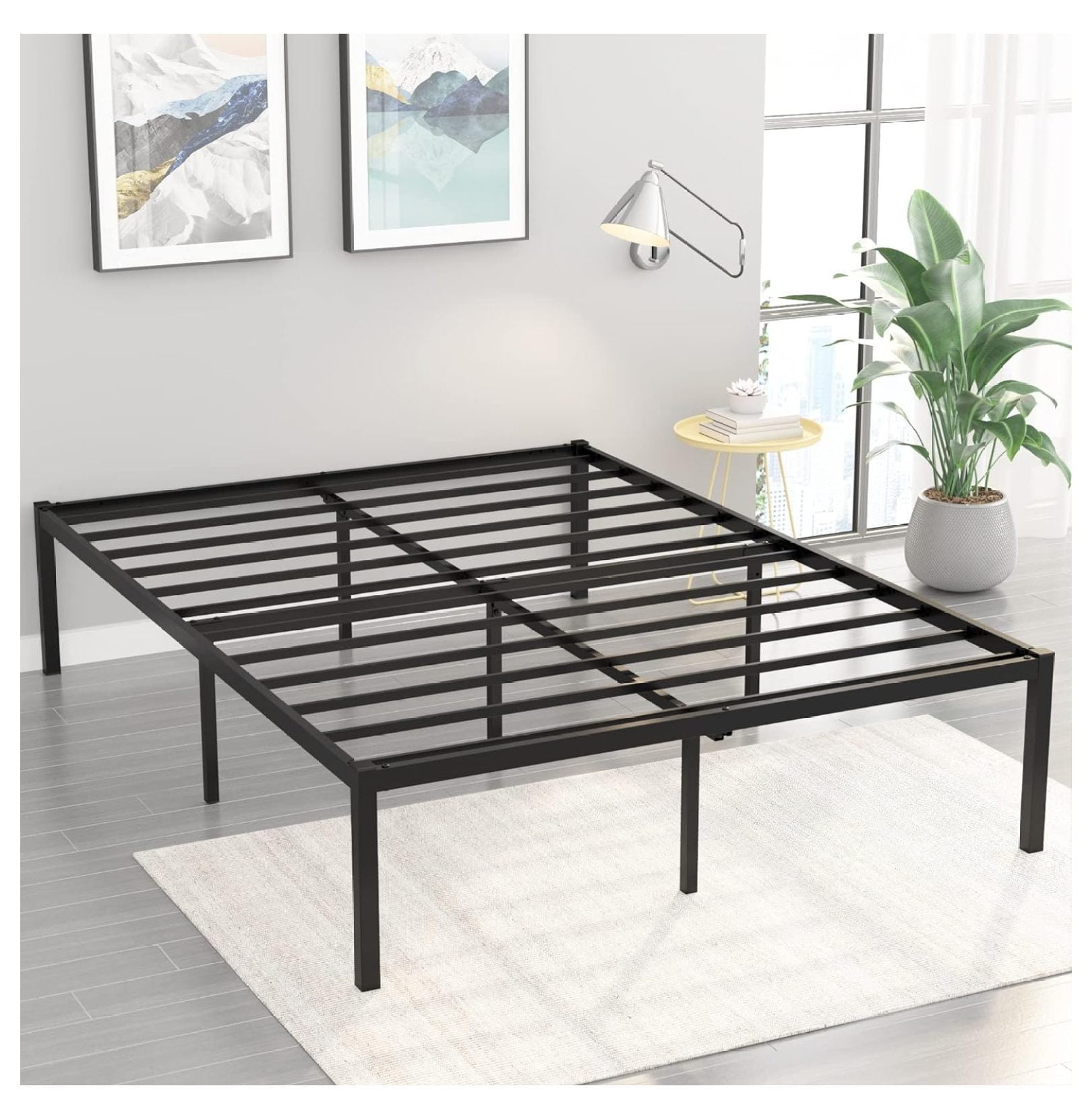 Drevy Queen Bed Frame 16 Inch Metal Platform Bed Frames No Box Spring ...