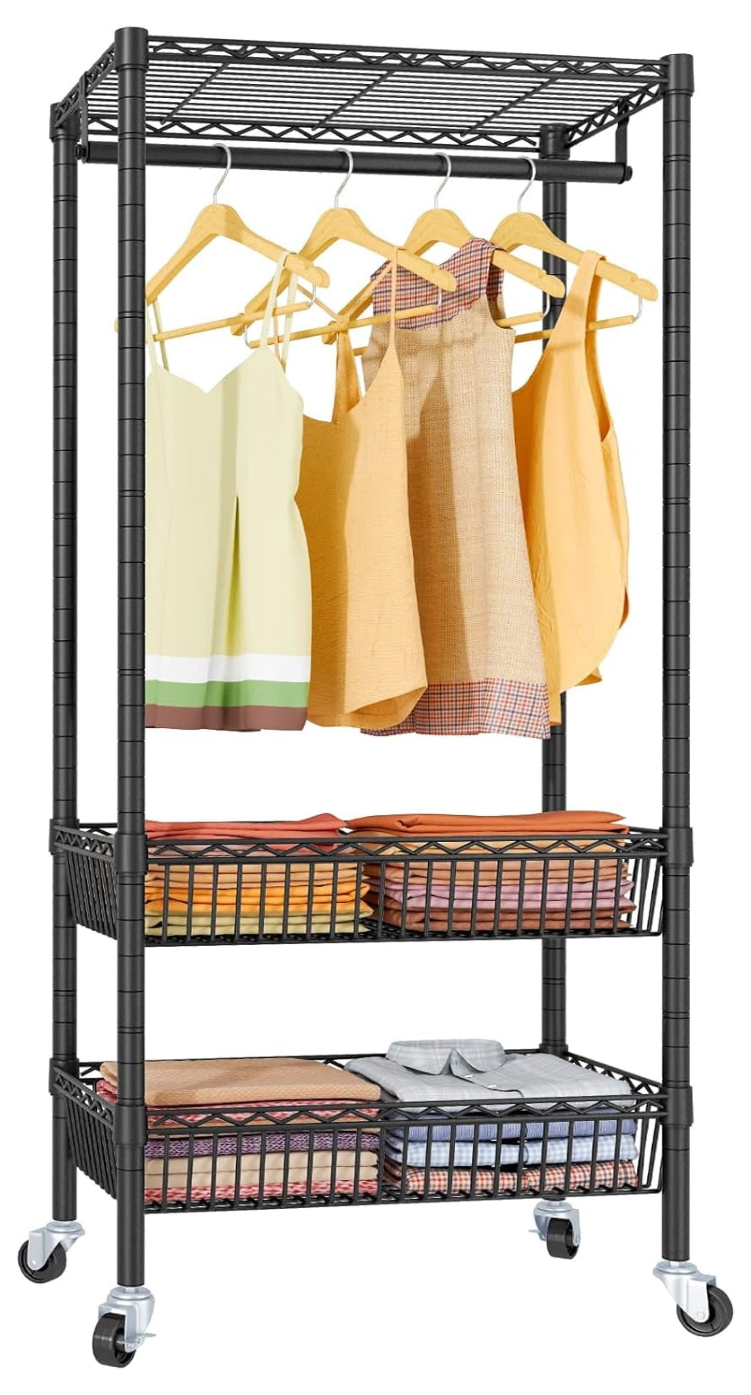 Drevy R2 Medium Wire Garment Rack Heavy Duty Rolling Clothes Rack for ...