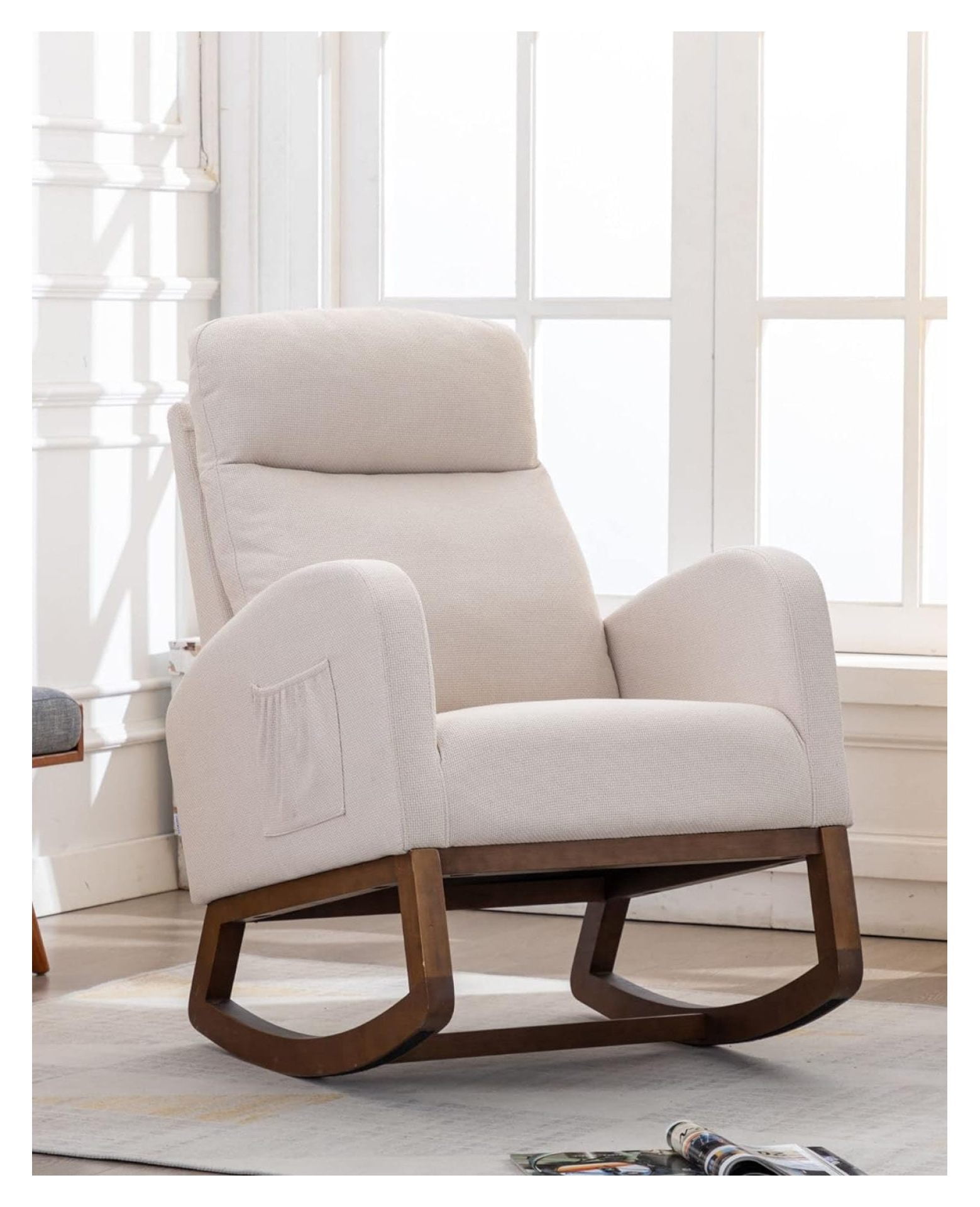 Drevy Rocking Accent Chair for Nursery, Upholstered Glider Nursery ...