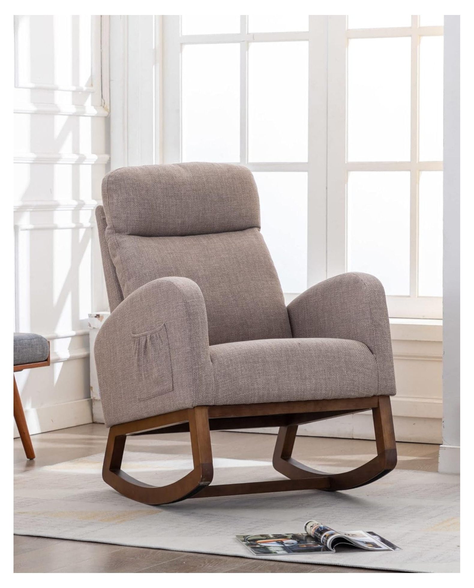 Drevy Rocking Accent Chair for Nursery, Upholstered Glider Nursery ...