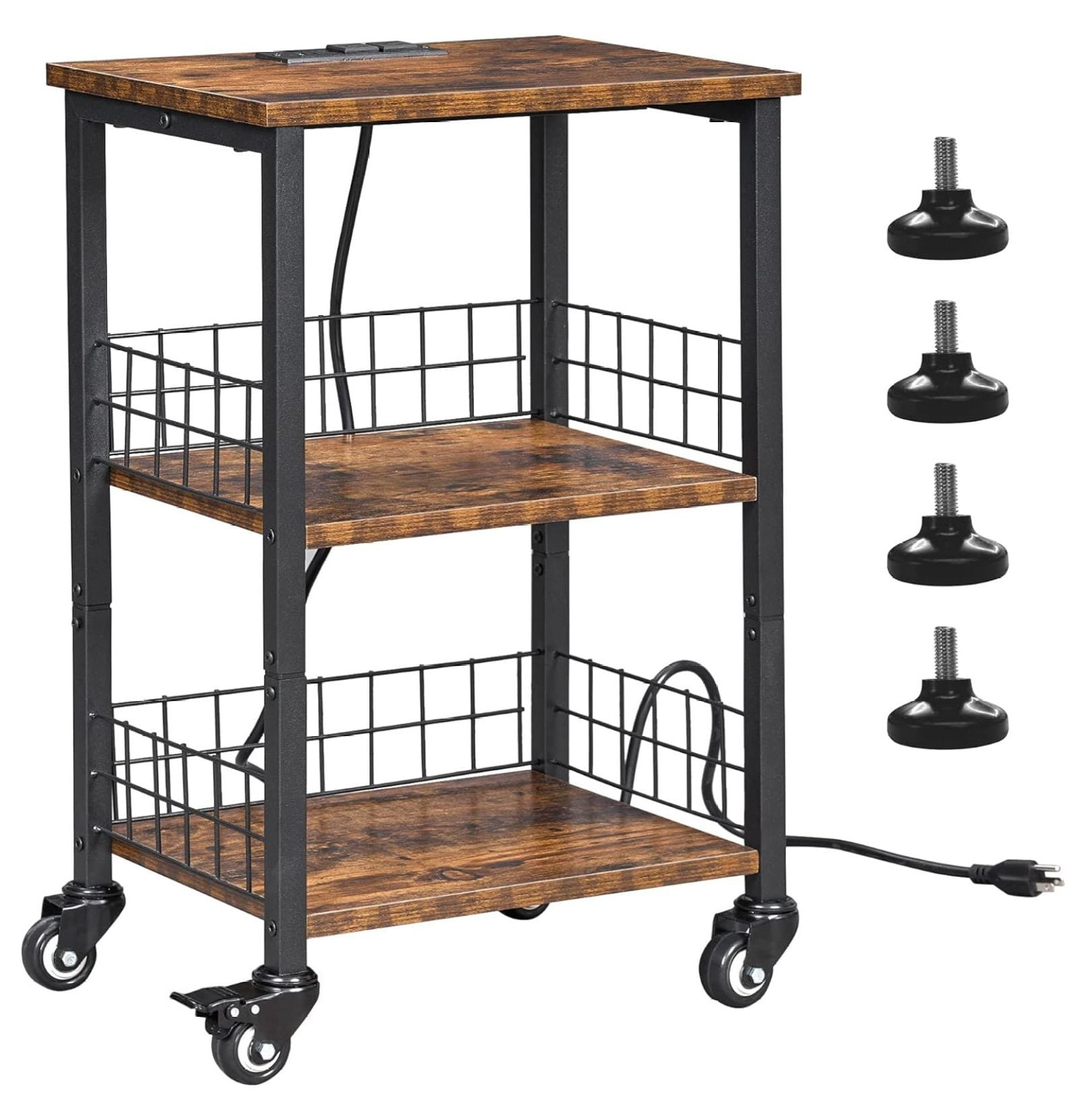 Drevy Rolling End Table with Wheels, Small Side Table with Charging ...