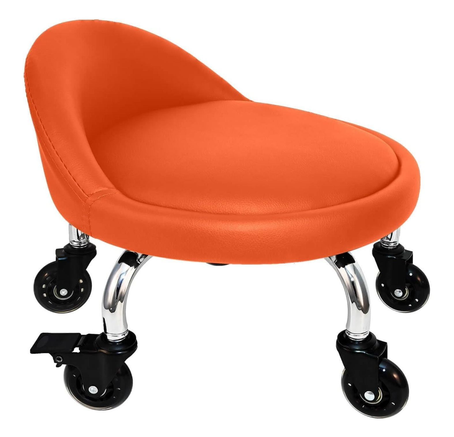 Drevy Rolling Stool with Backrest 450 Lbs High Weight Capacity PU ...