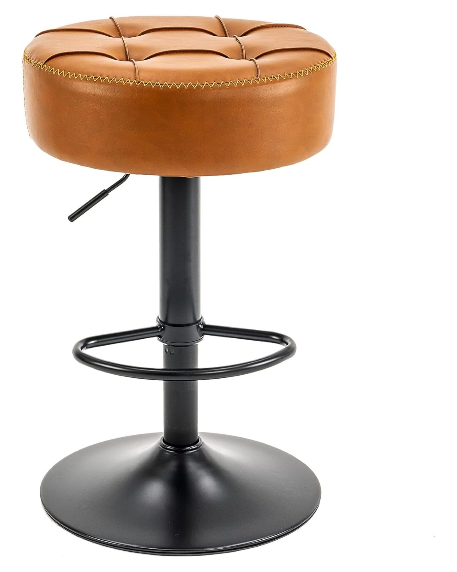 Drevy Round Bar Stool, Faux Leather Height Adjustable Barstool, 360 ...