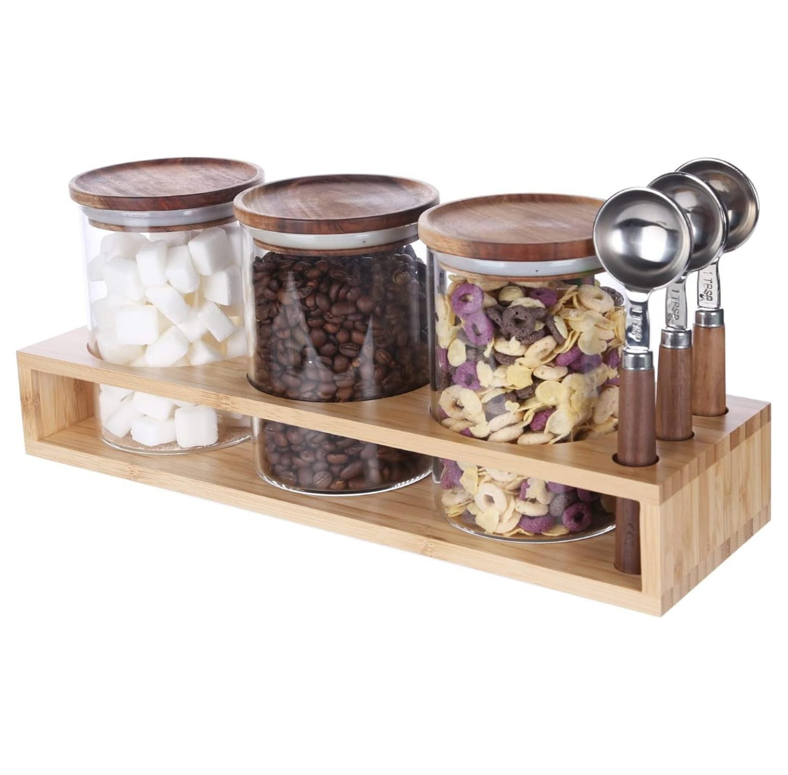 Drevy Sealed Glass Food Storage Jars with for Kitchen Counter,Glass Tea ...