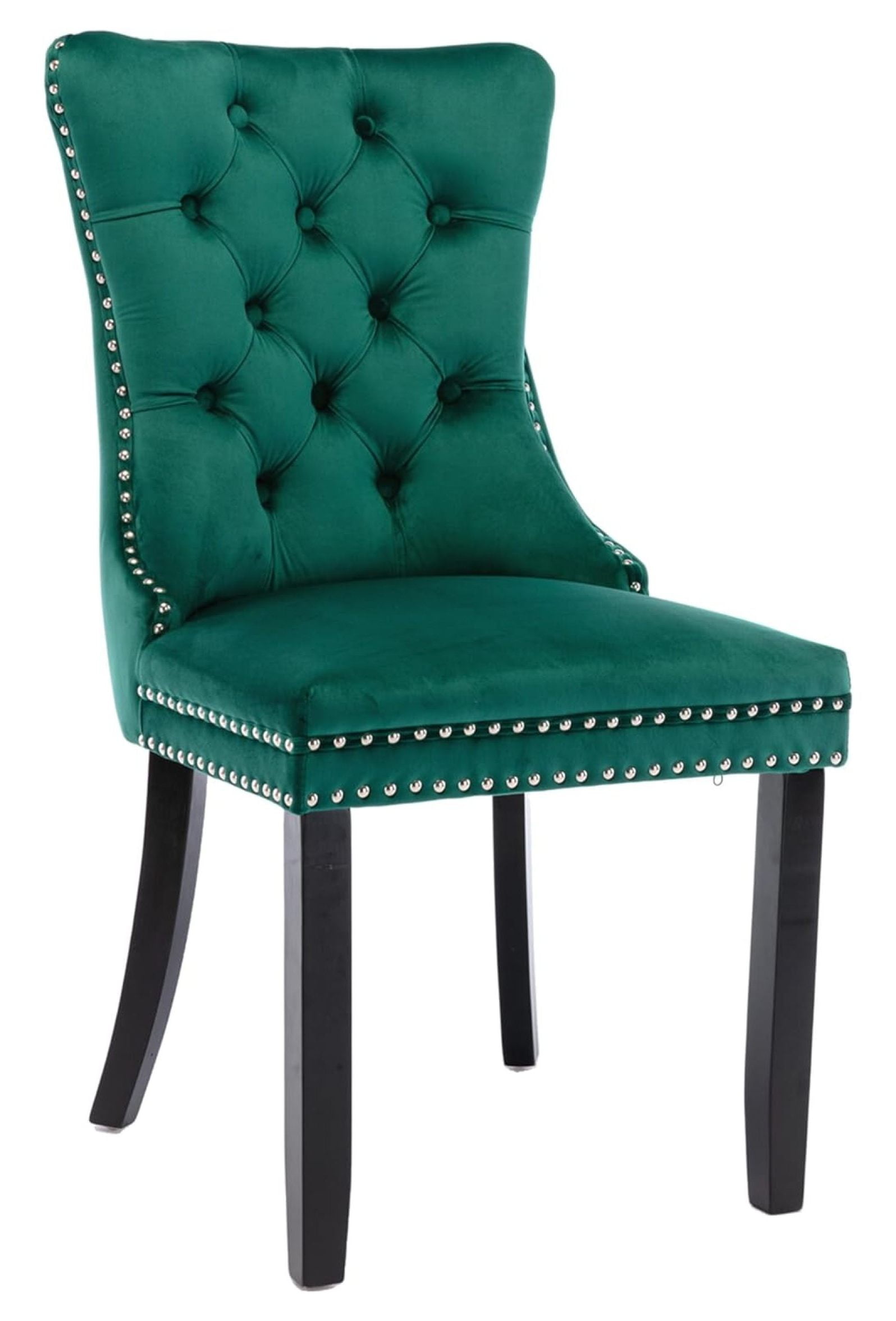Drevy Set Of 2 Velvet Fabric Dining Chairs Luxury Tufted Back With