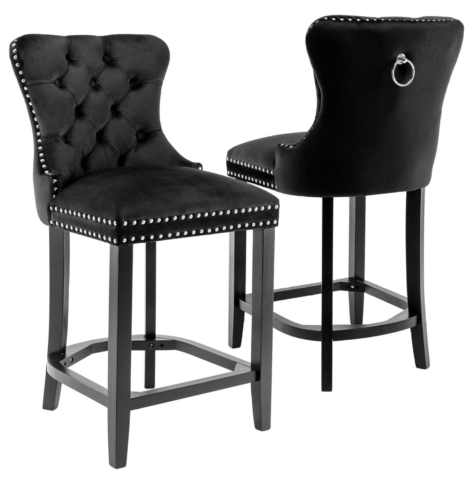 Drevy Set of 2 27'' H Century Velvet Tufted Counter Height Stools ...