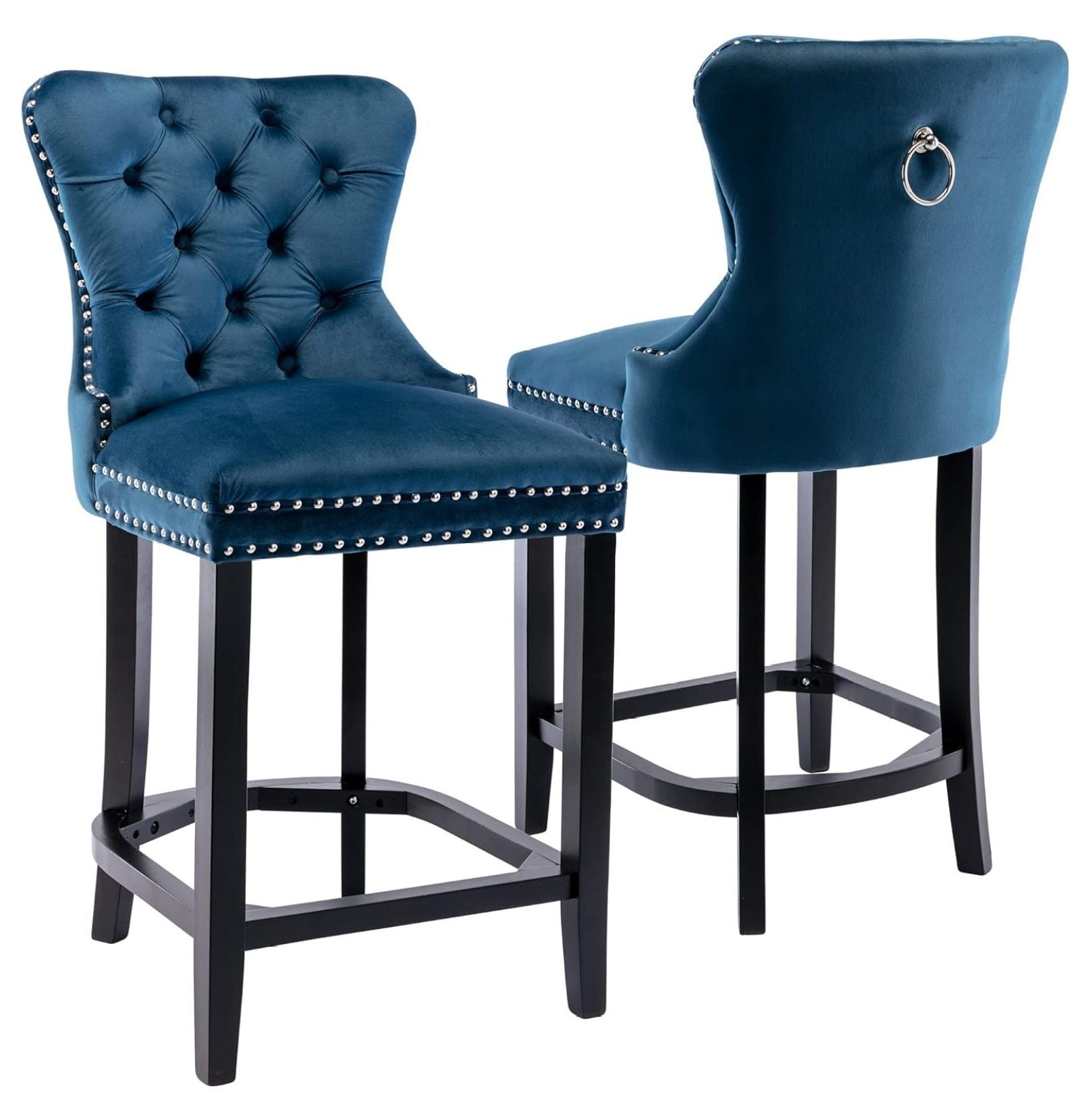 Drevy Set of 2 27'' H Century Velvet Tufted Counter Height Stools ...