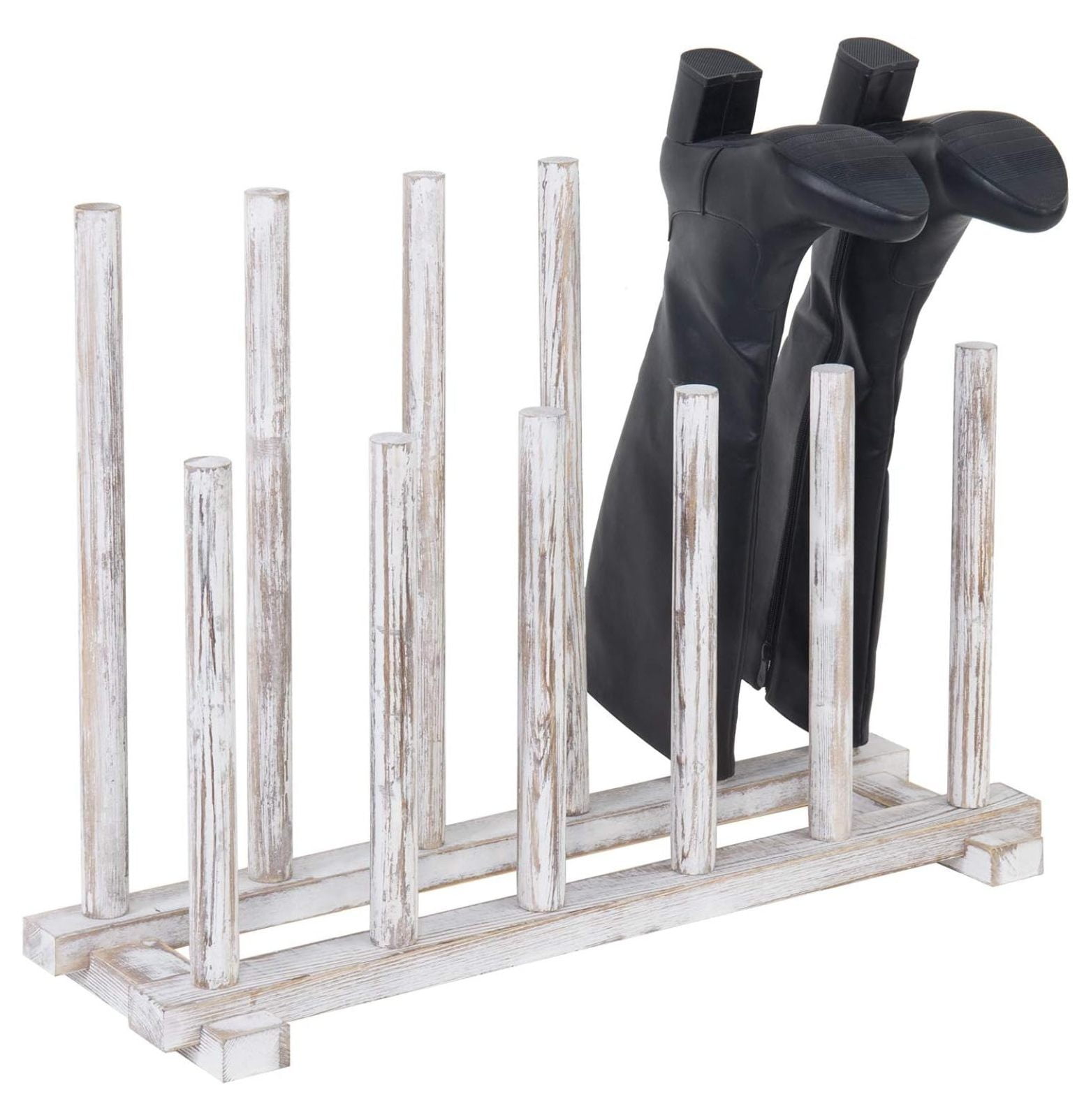 Drevy Shabby Whitewashed Wood Boot Rack Organizer Tall Boots Inverter ...