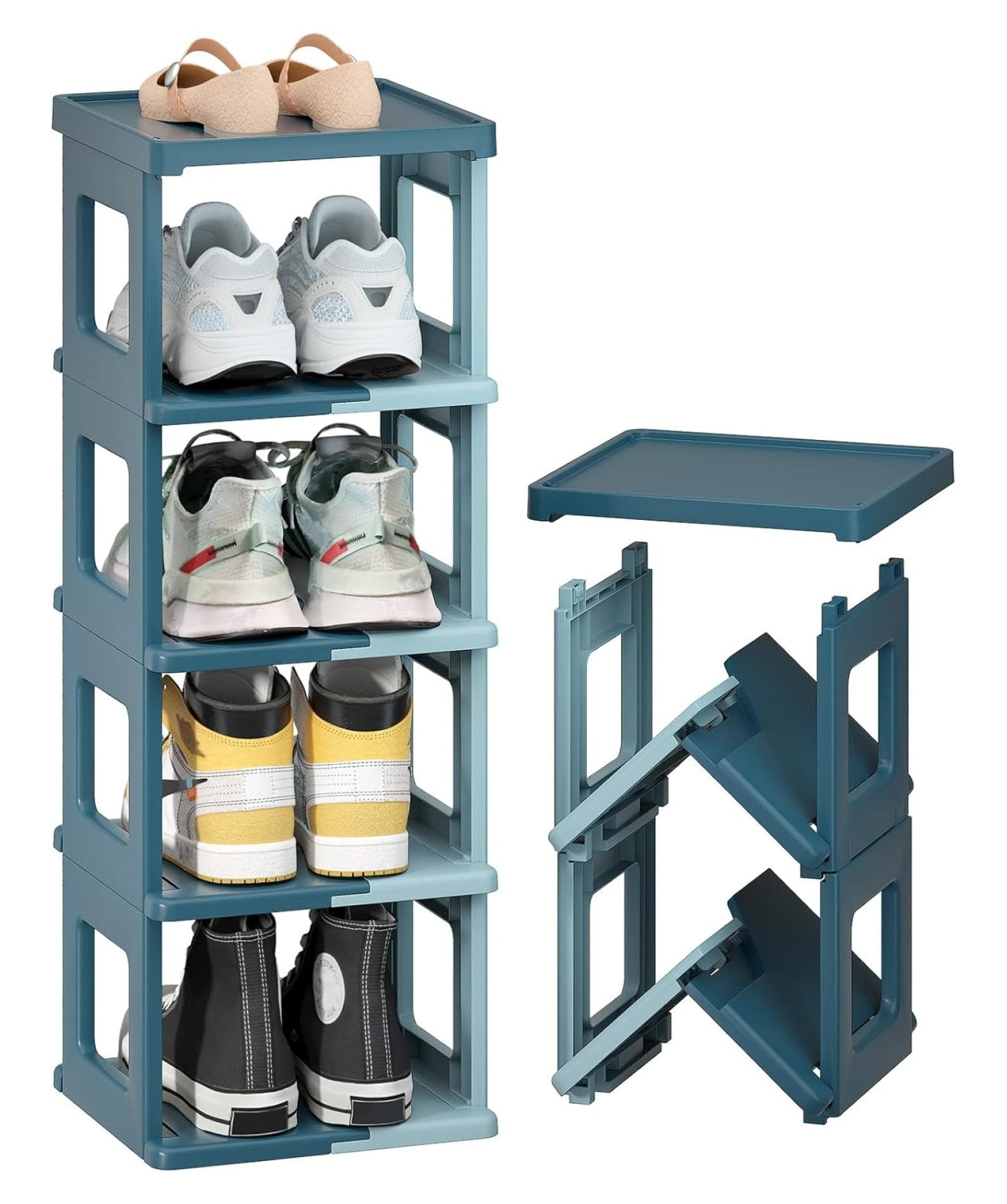 Drevy Shoe Rack Organizer, 5 Tier Collapsible Shoe Storage Cabinet ...