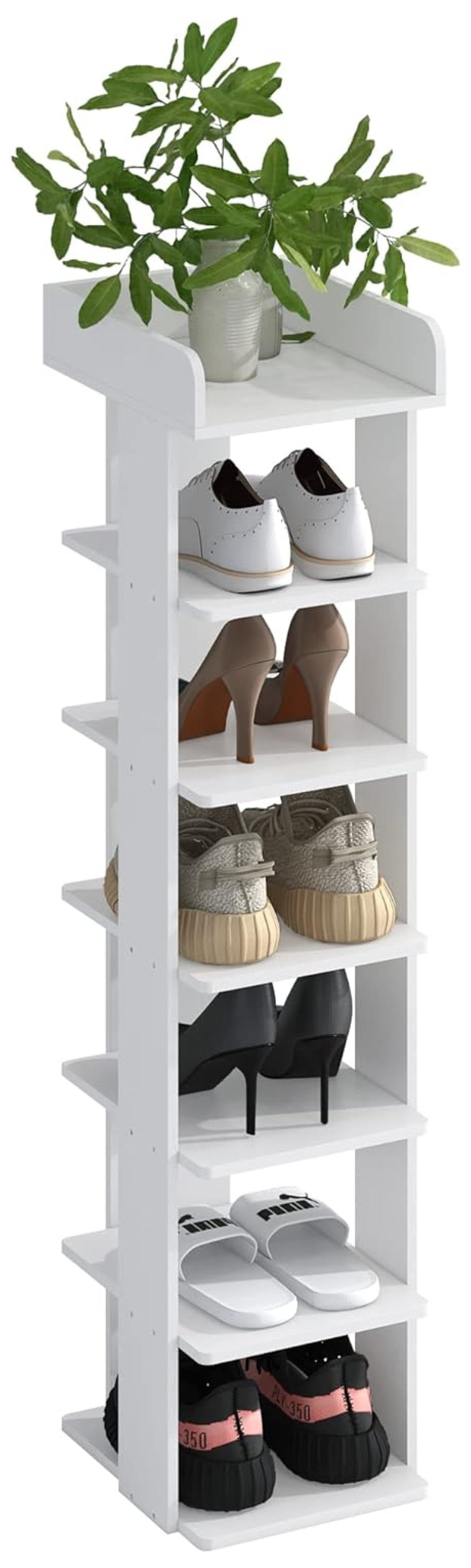 Drevy Small 6 Tiers Wooden Shoes Racks, Vertical Shoe Rack for Entryway ...
