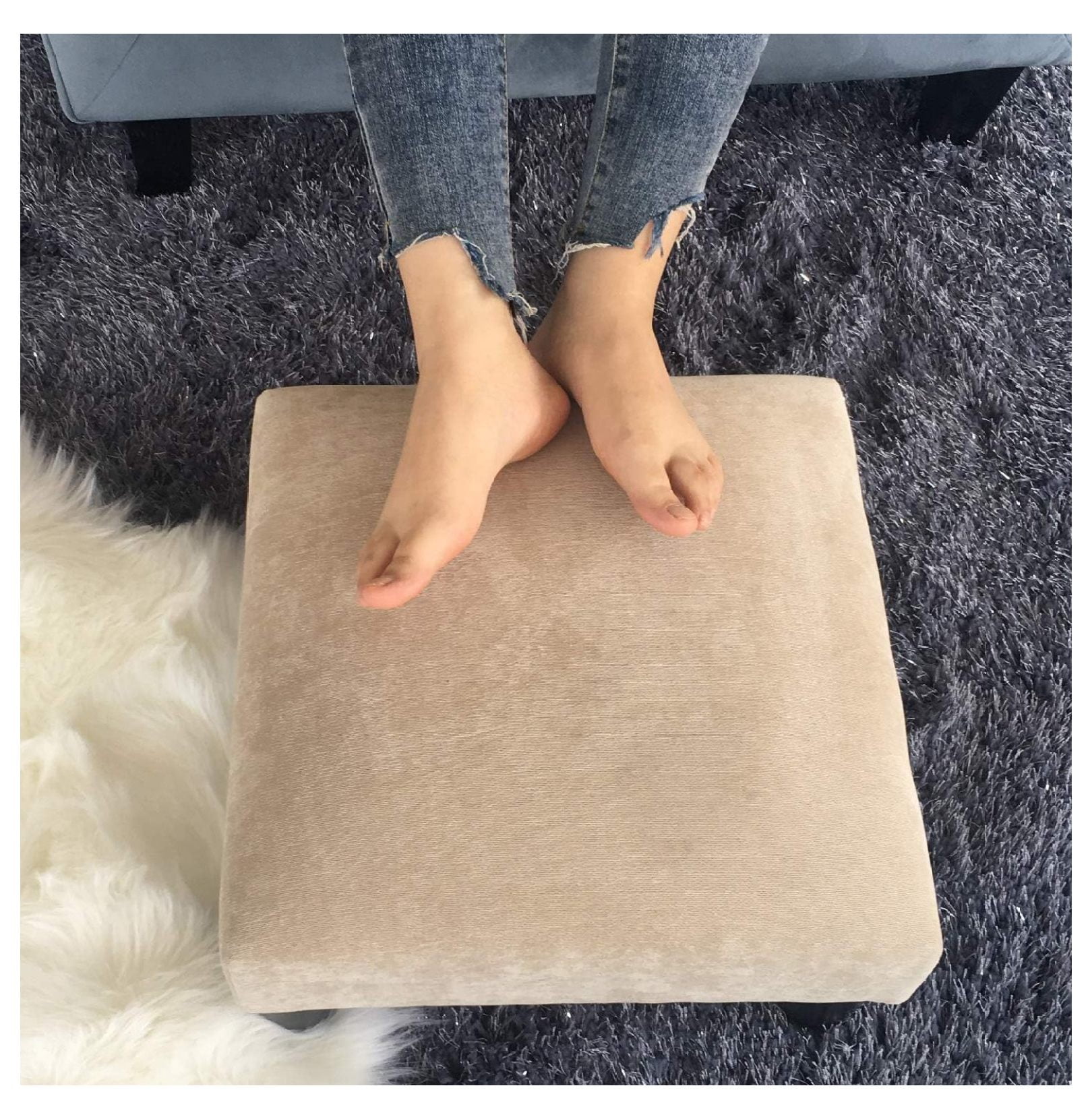 Drevy Small Footstool Geometric Art – Cuboid & Cylinder, 17.5x17.5x9 ...