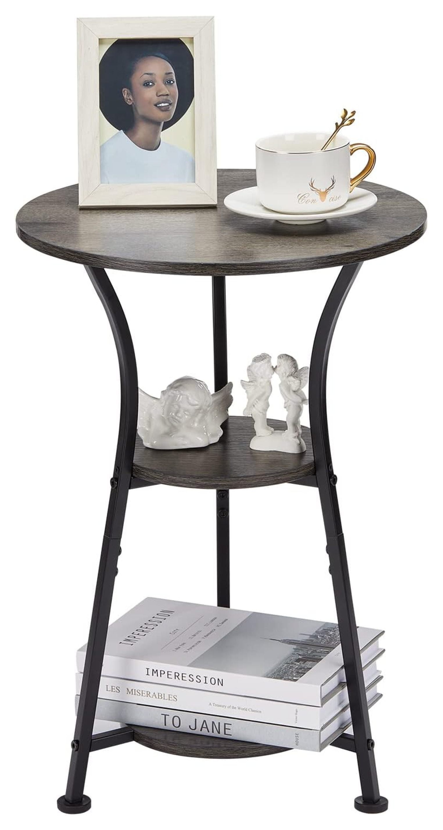 Drevy Small Round End Table for Narrow and Small Space, 3-Tier Round ...