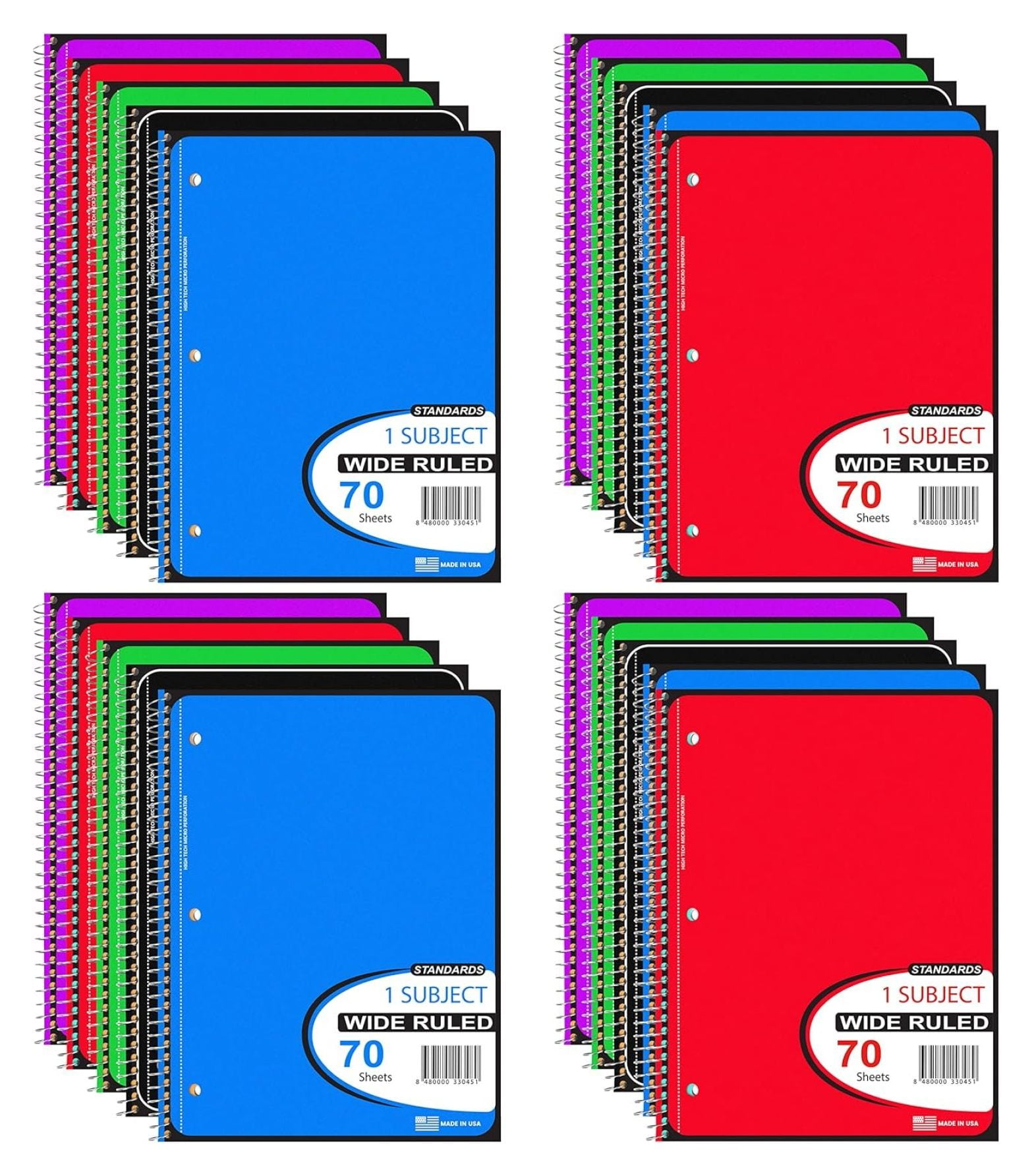 Drevy Spiral Notebook, Wide Ruled Notebooks, 70 Sheets, Single Subject ...