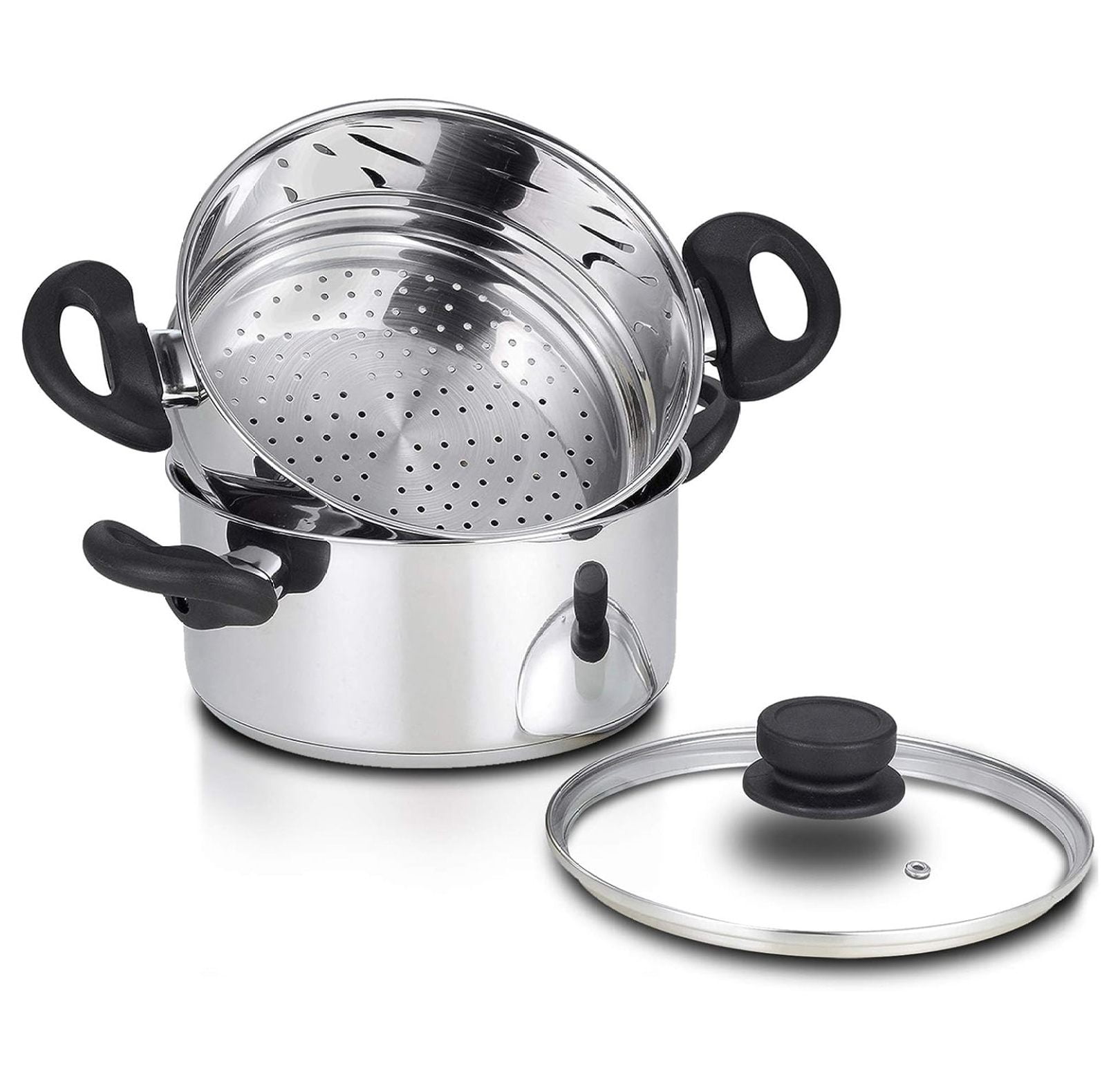 Drevy Stainless Steel 2.8 Liter Steamer Pot with 1.9 Liter Steamer ...