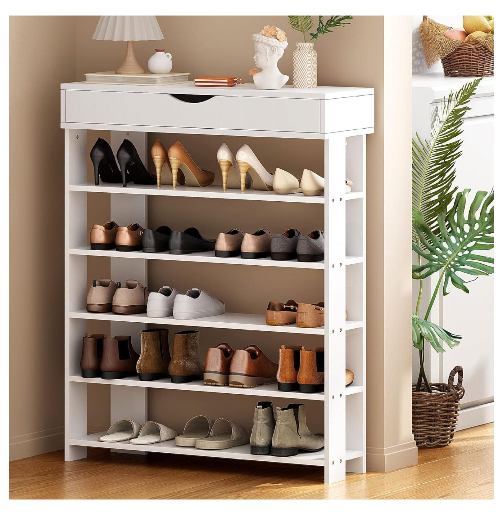 Drevy Standing Shoe Racks 5-Tier Wooden Shoe Rack 29.5 inches Shoe ...