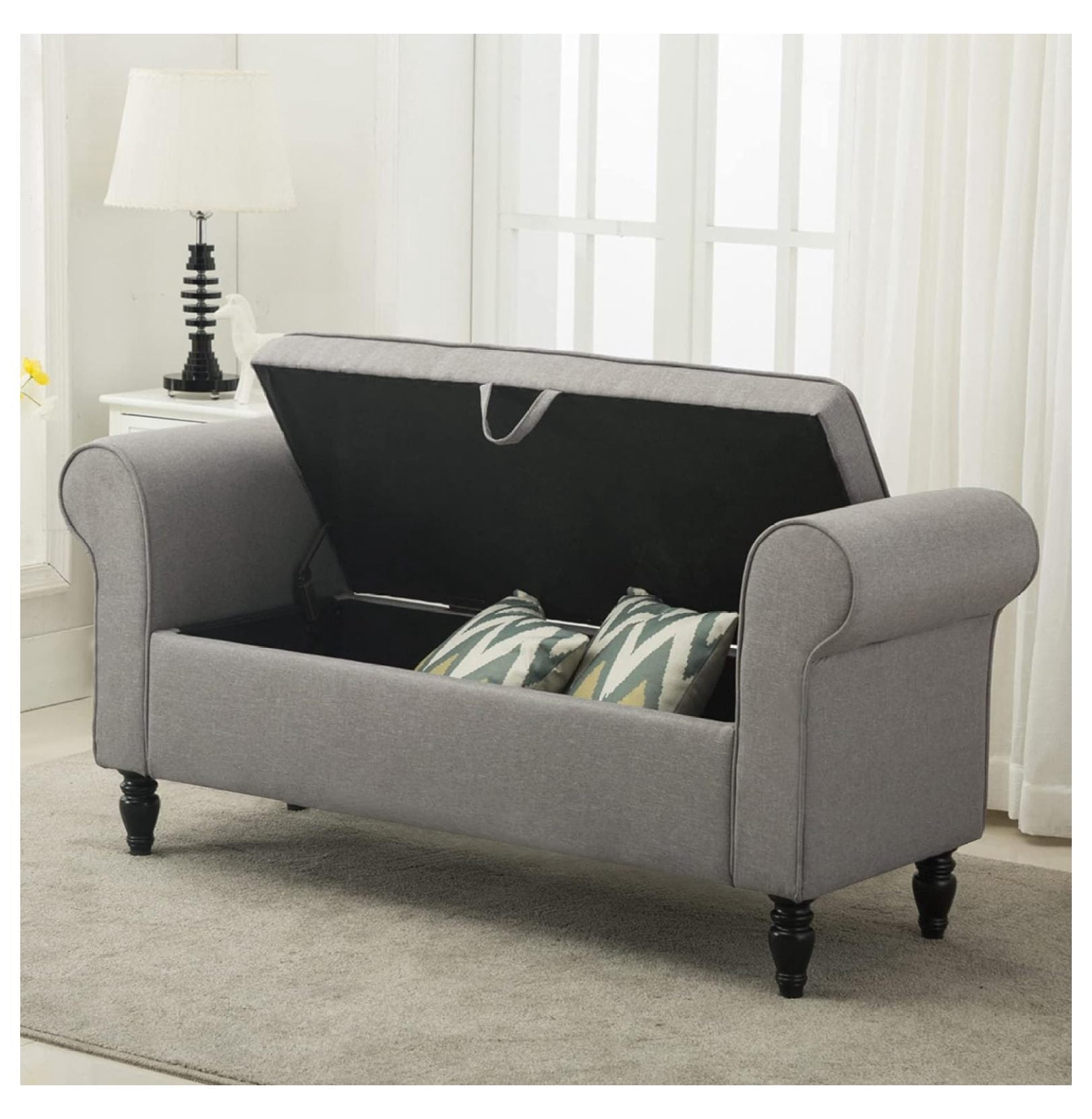 Drevy Storage Bench with Arms Upholstered Bed Bench for Bedroom Living ...