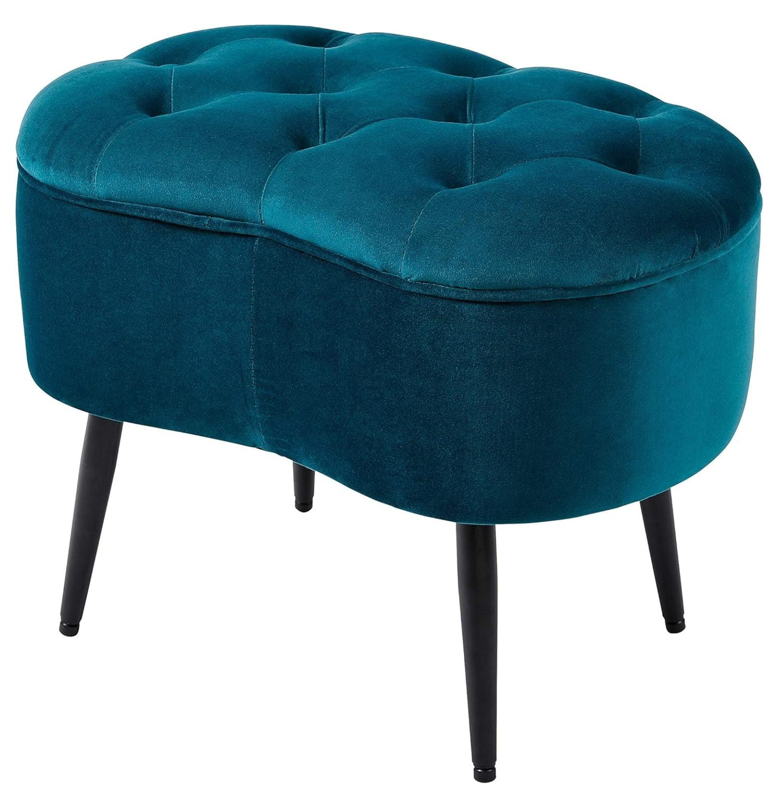 Drevy Tufted Oblong Teal Ottoman – Velvet Foot Stool – Century Modern ...