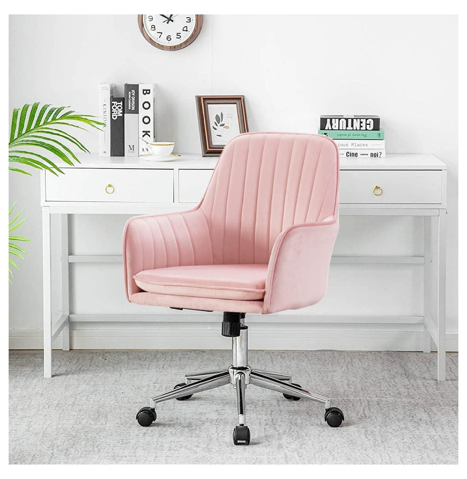 Drevy Velvet Desk Chair, Ergonomic Computer Task Chair, Accent ...