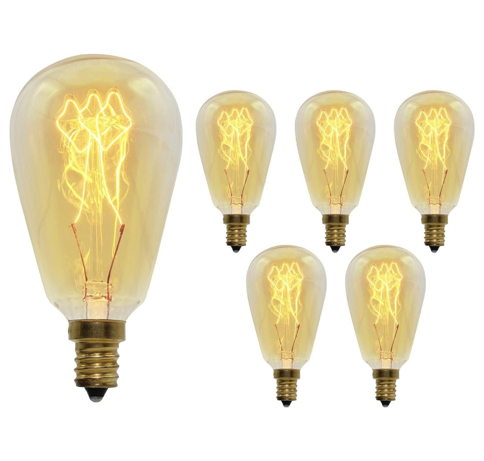 Drevy Vintage Edison Bulb, ST45, 40w, E12 Base (Small), 6-Pack ...