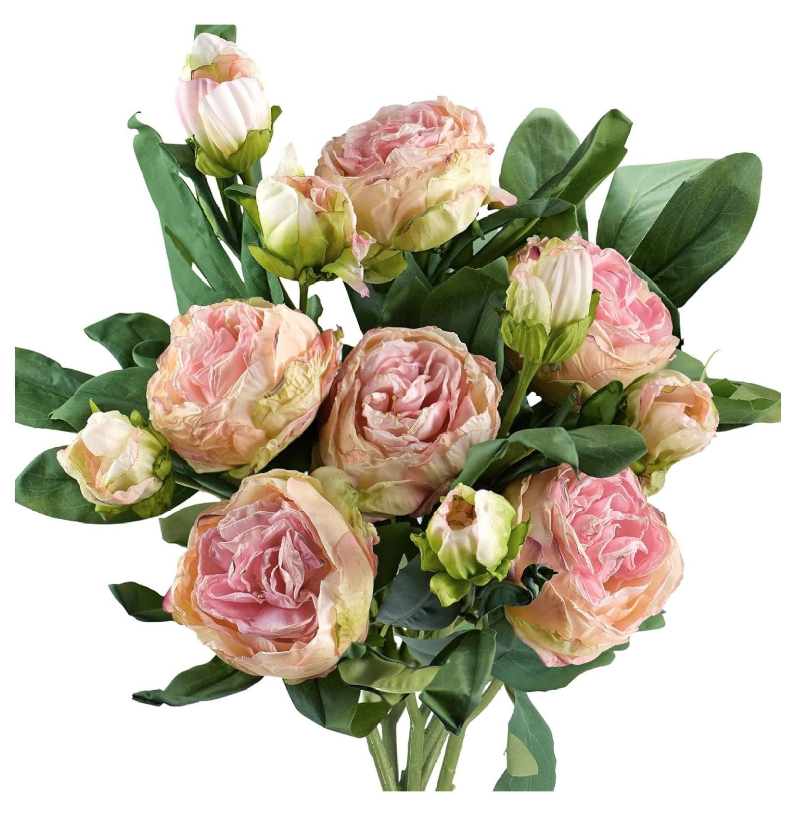 Drevy Vintage Rustic Blush Peonies Artificial Silk Flowers Arrangement ...