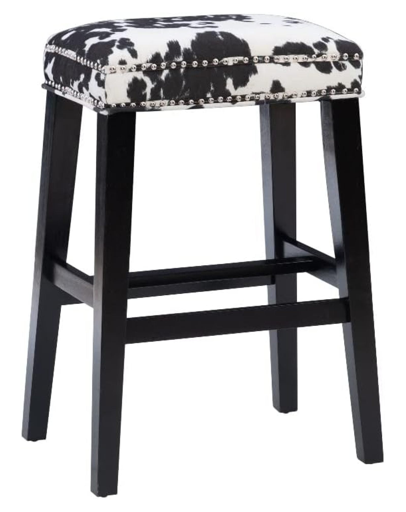 Drevy Walt 30" Wood Cow Print Bar Stool in Black - Walmart.com