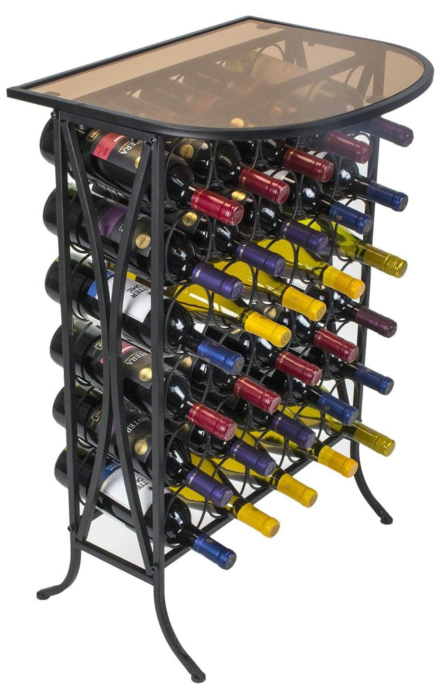 Drevy Wine Rack Stand Bordeaux Chateau with Glass Table - Holds Bottles ...