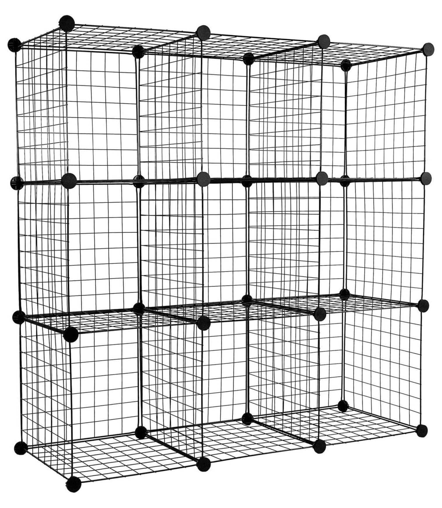 Drevy Wire Storage Cubes, 9-Cube Metal Grid Organizer | Modular Wire ...