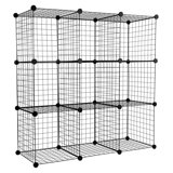 Drevy Wire Storage Cubes, 9-Cube Metal Grid Organizer | Modular Wire Shelving Units, Stackable ...