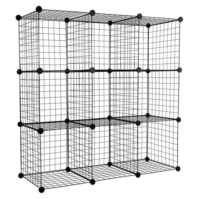 Drevy Wire Storage Cubes, 9-Cube Metal Grid Organizer | Modular Wire ...