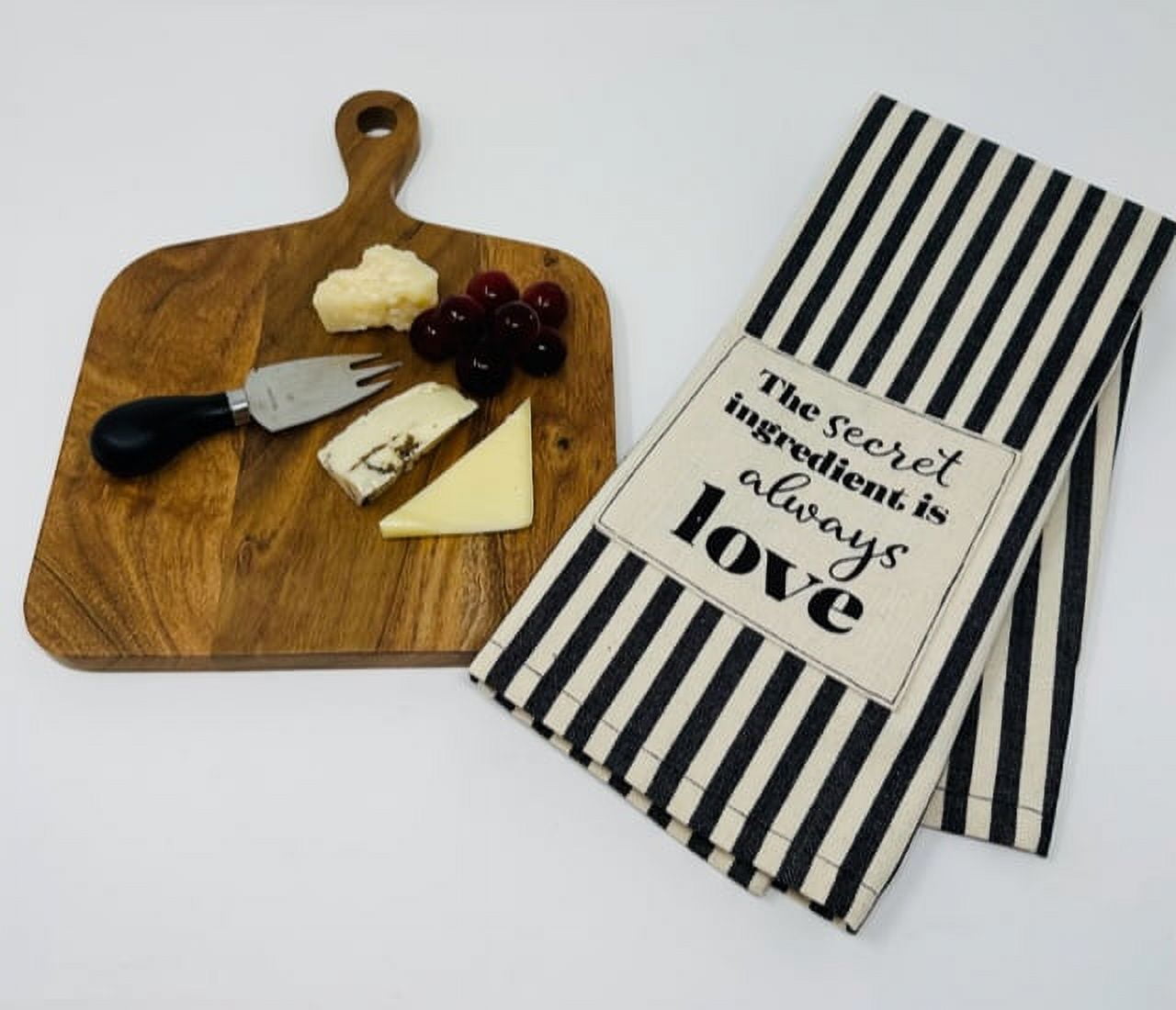 Drew Derose Designs black&cream stripes printed towel and serve board ...