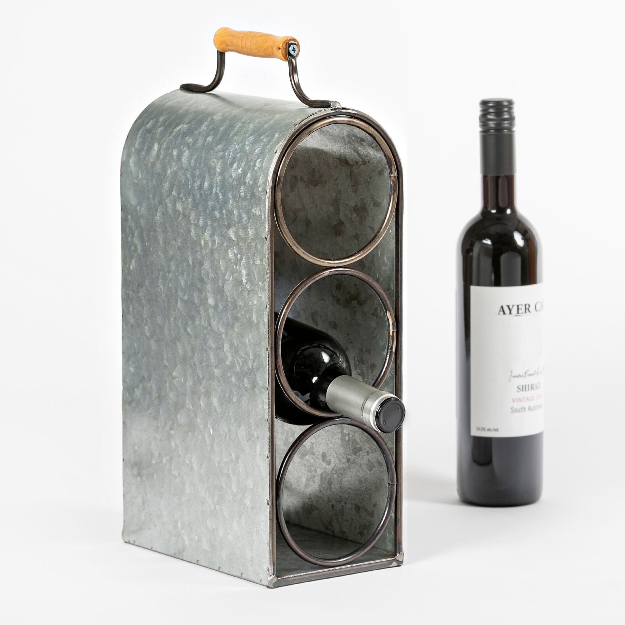 Contemporary Home Living 15.5" Silver Unique Galvanized Wine Bottle ...