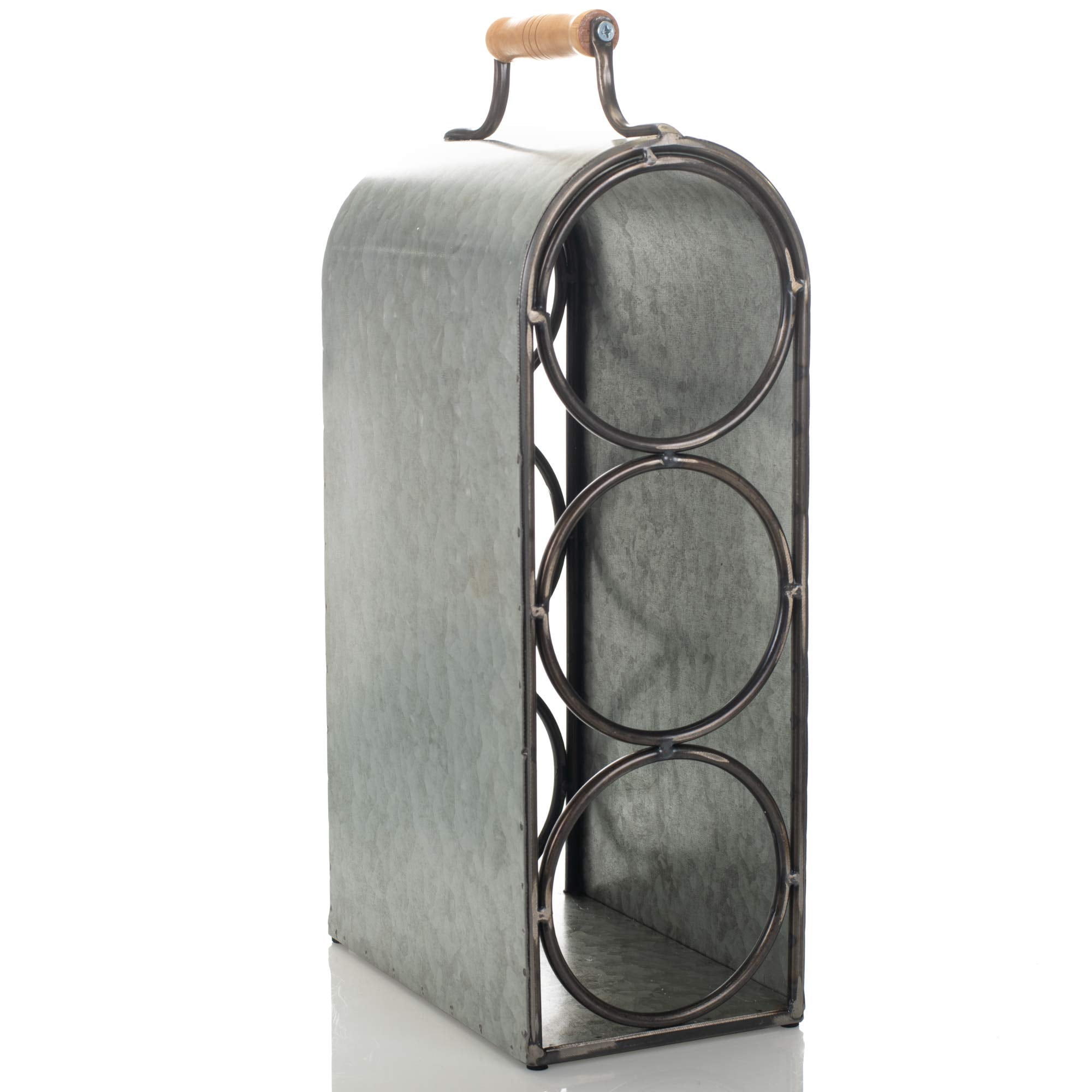 Drew Derose Three Bottle Galvanized Silver Tone 14 x 4 Metal Tabletop ...