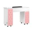 Drexel Manicure Table Tufted Side Panel Nail Desk with Marble Top ...