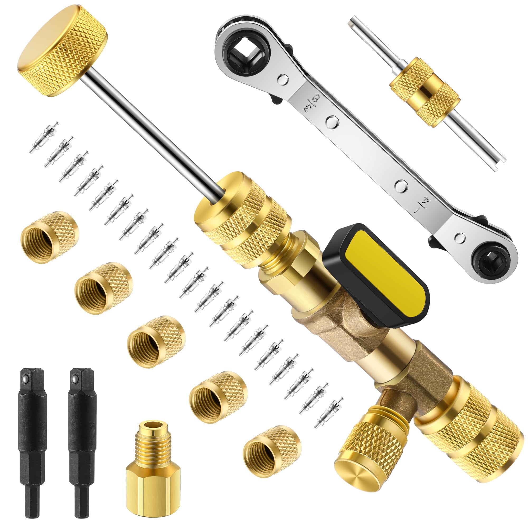 Dreyoo Valve Core Removal Tool HVAC, 1 Pc HVAC Service Wrench, 20 Pcs ...