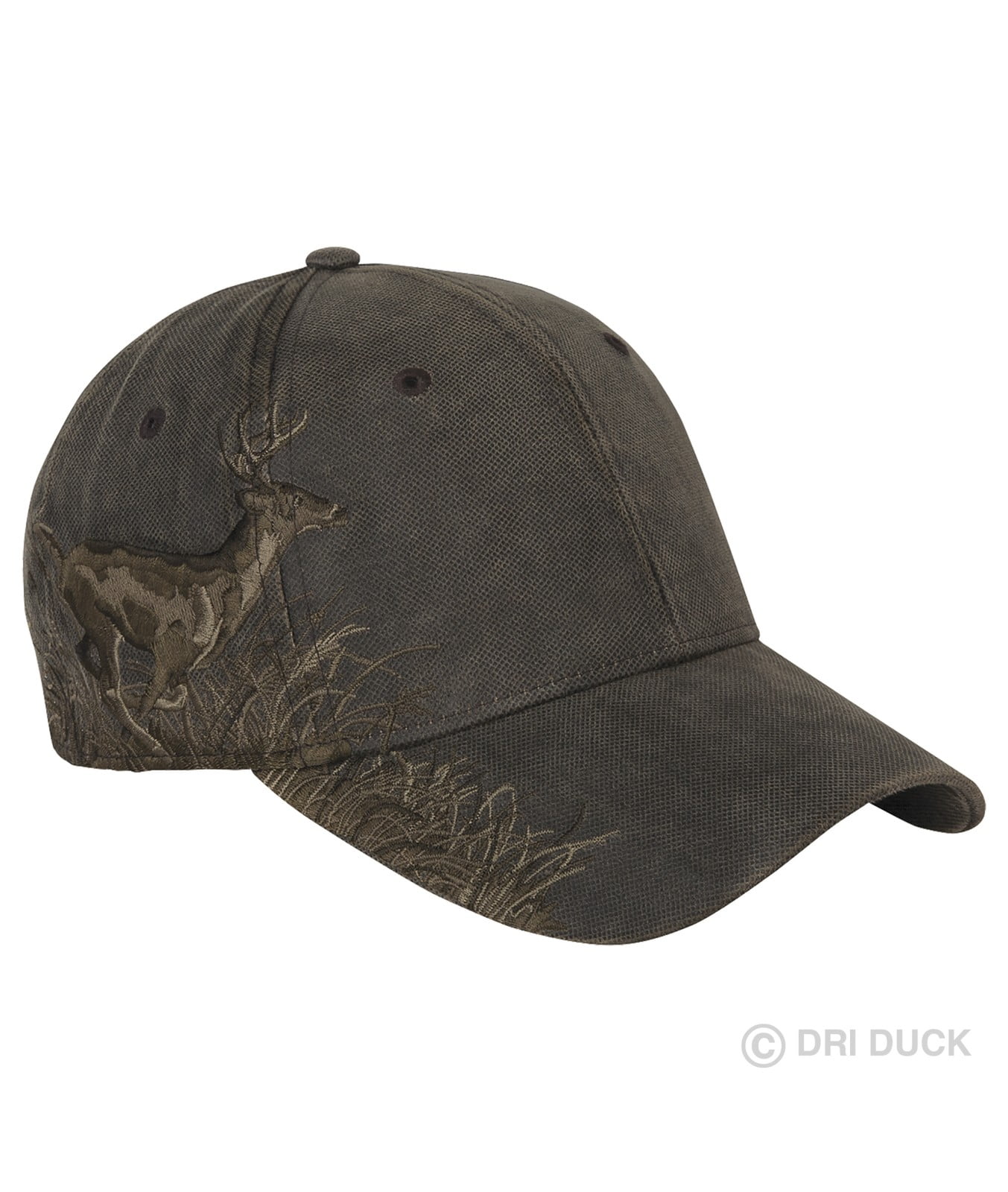 Dri Duck 3200 Wildlife Series Brushed Cotton Cap, Running Buck & Waxy ...