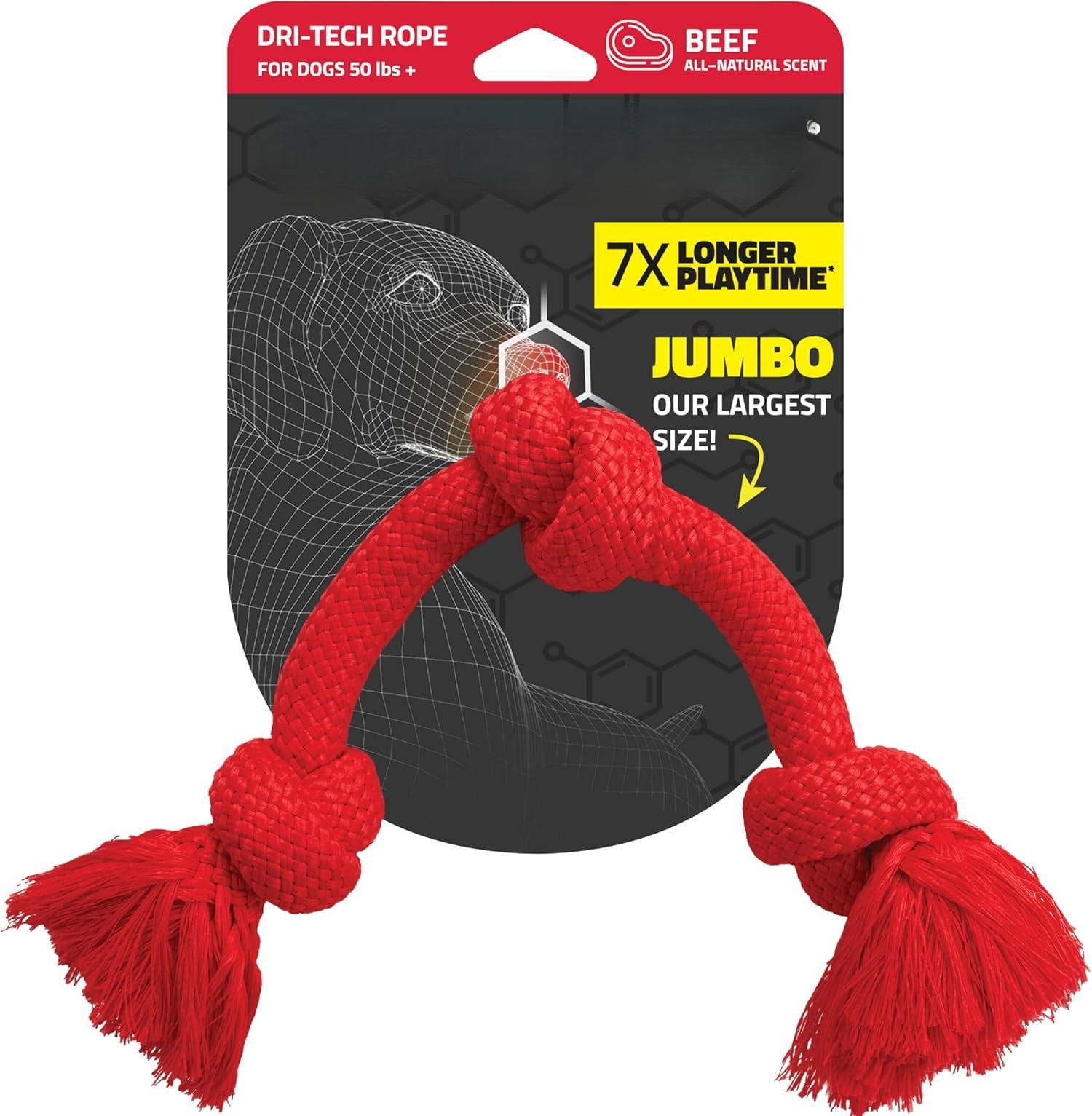 | Dri-Tech Rope Tug of War Rope for Aggressive Chewers | Beef Scented ...