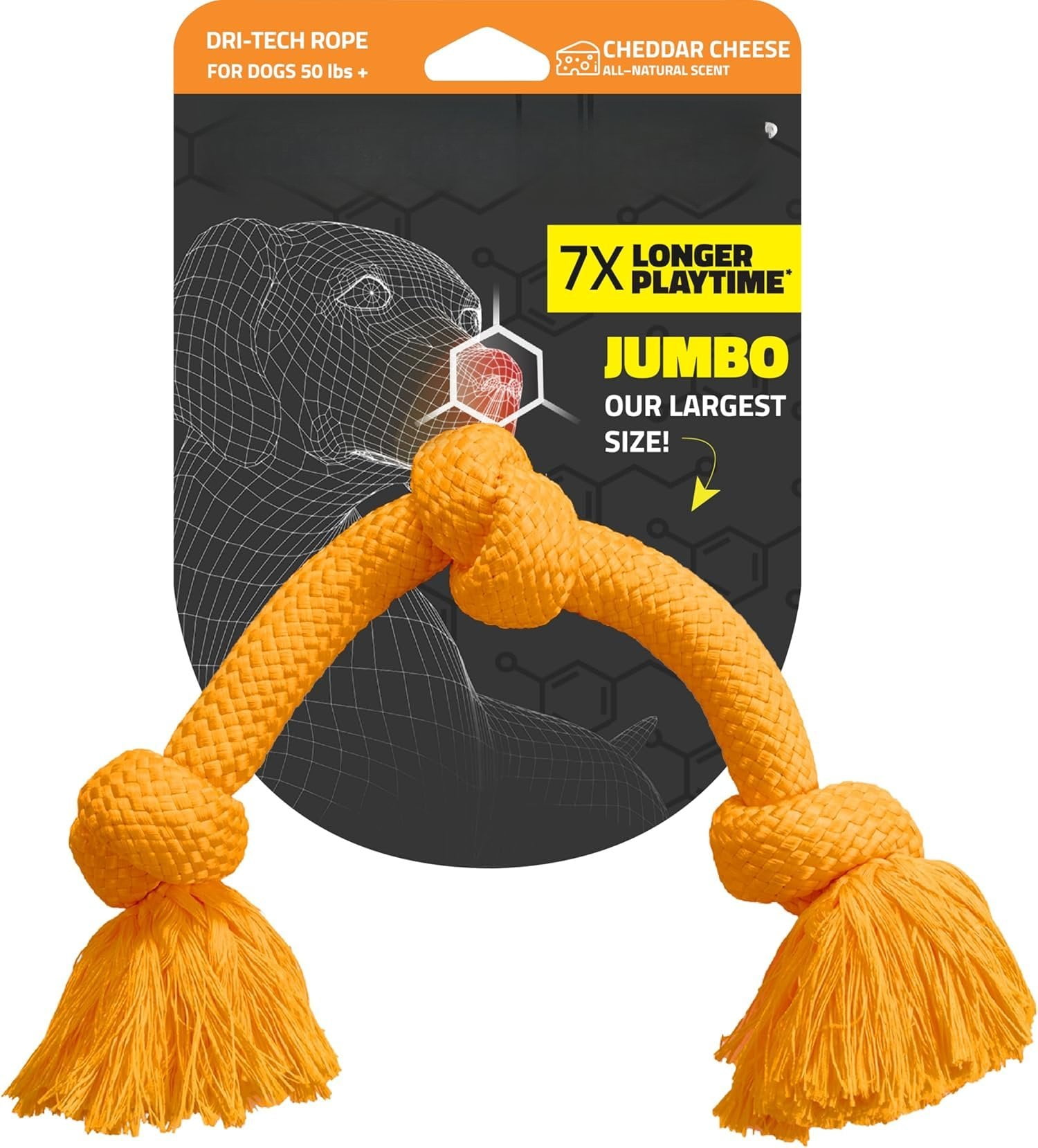 | Dri-Tech Rope Tug of War Rope for Aggressive Chewers | Cheddar Cheese ...