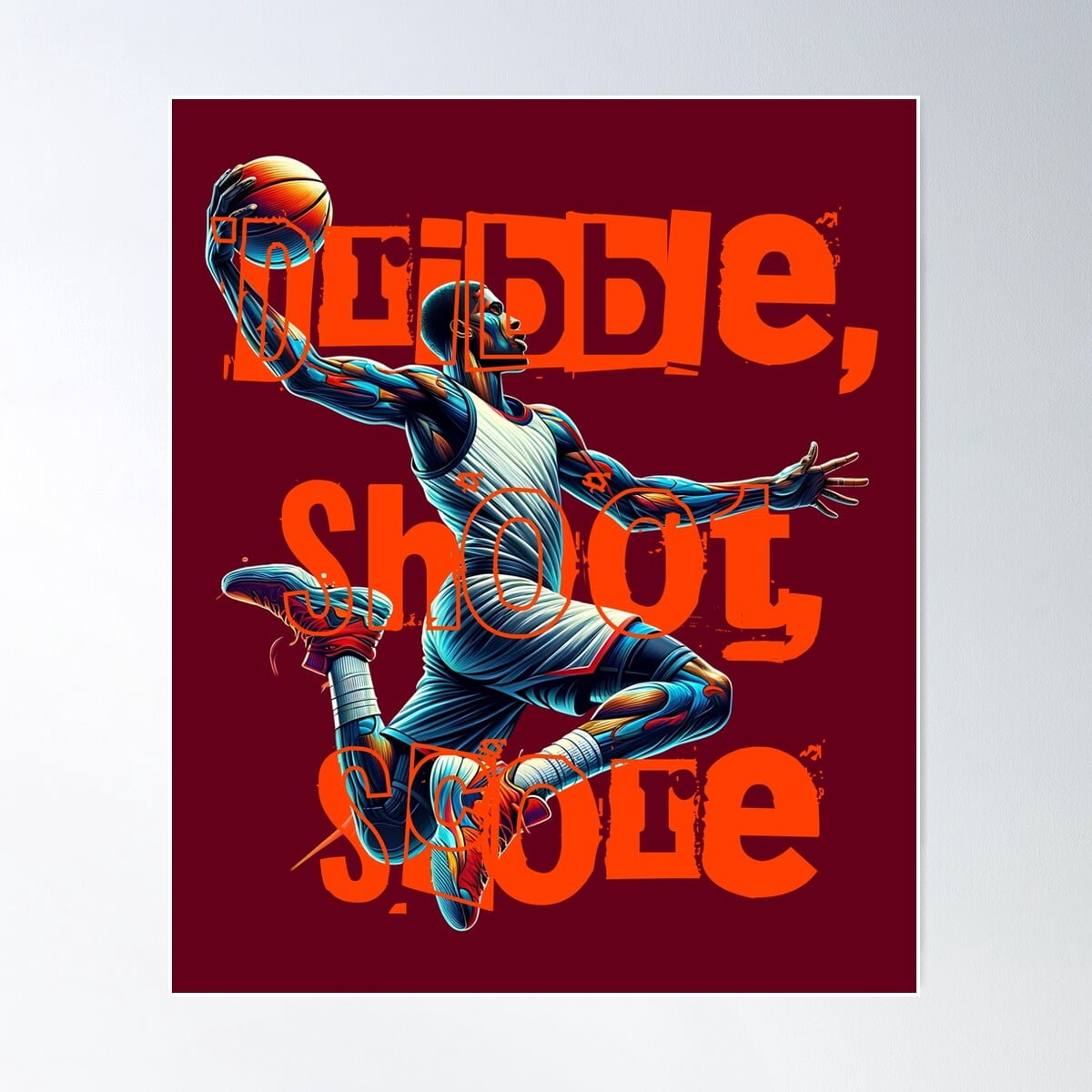 Dribble, Shoot, Score Poster Wall Art, Modern Wall Decor For Living ...