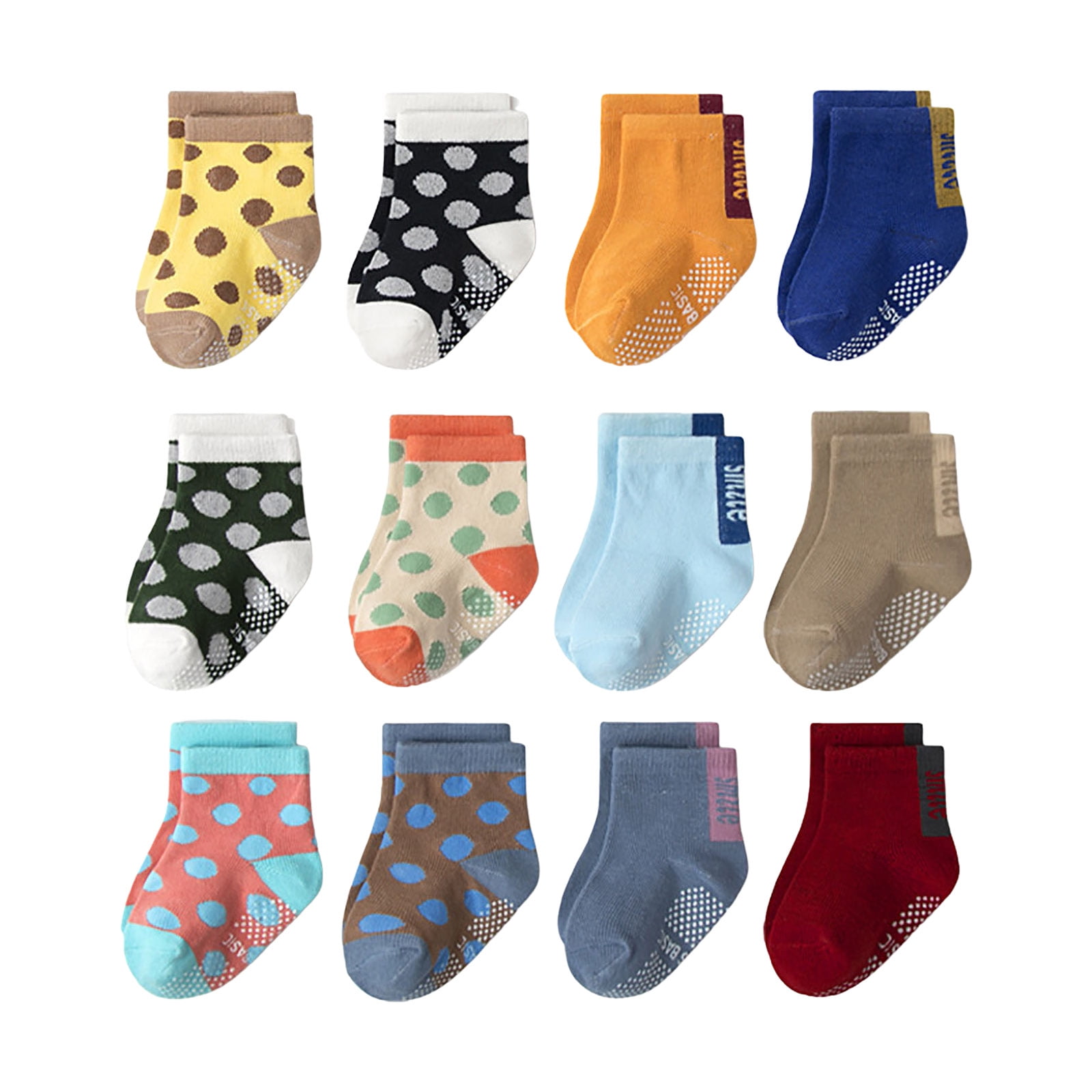 Drie 12PC Boys Crew Socks Baby Boys Grips Socks Kids Toddlers Infants ...
