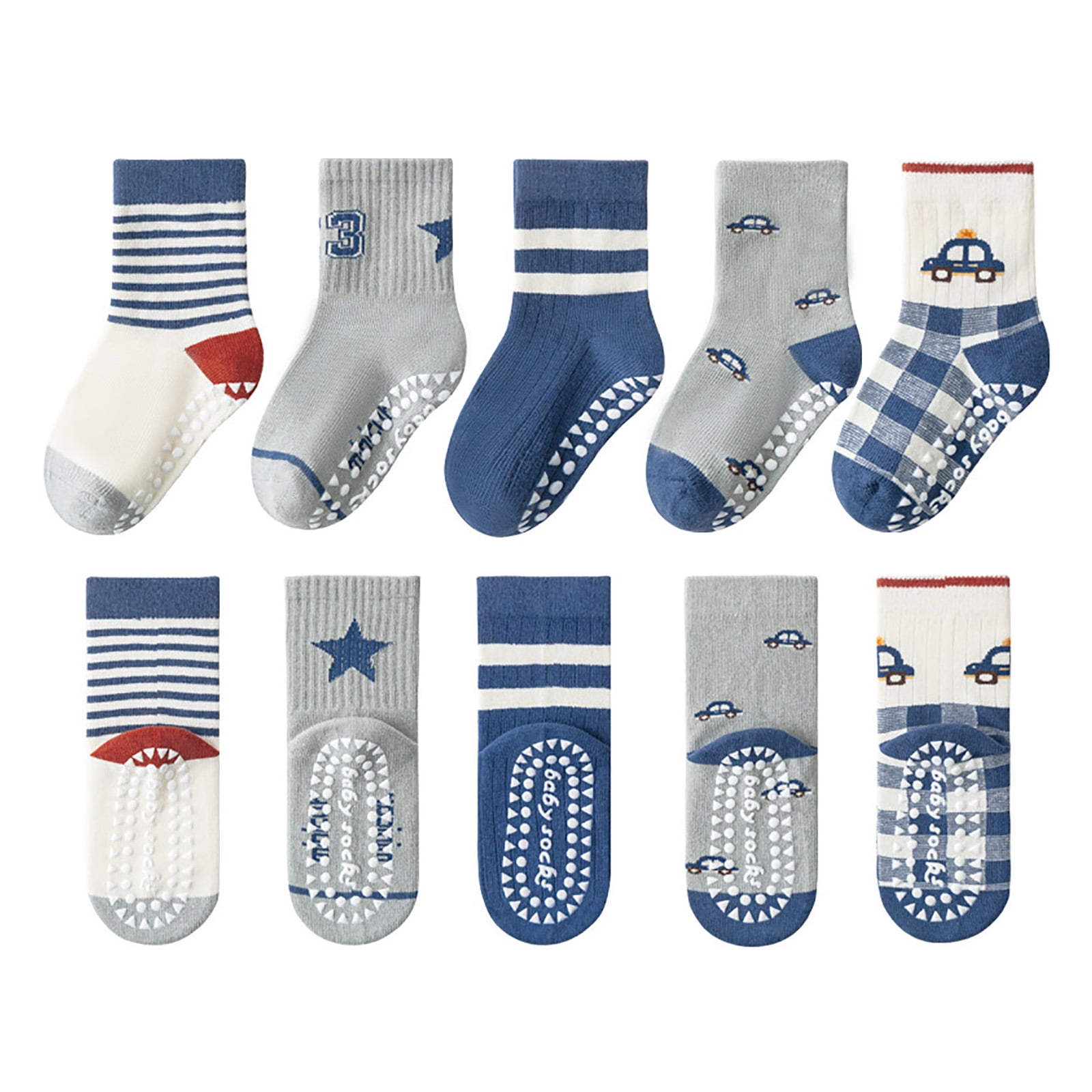 Drie 12PC Little Boys Socks Baby Boys Grips Socks Kids Toddlers Infants ...