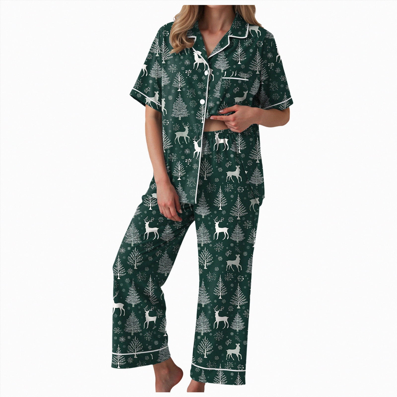 Drie Christmas Pajamas Women Womens Pajama Sets 2 Piece Button Down ...