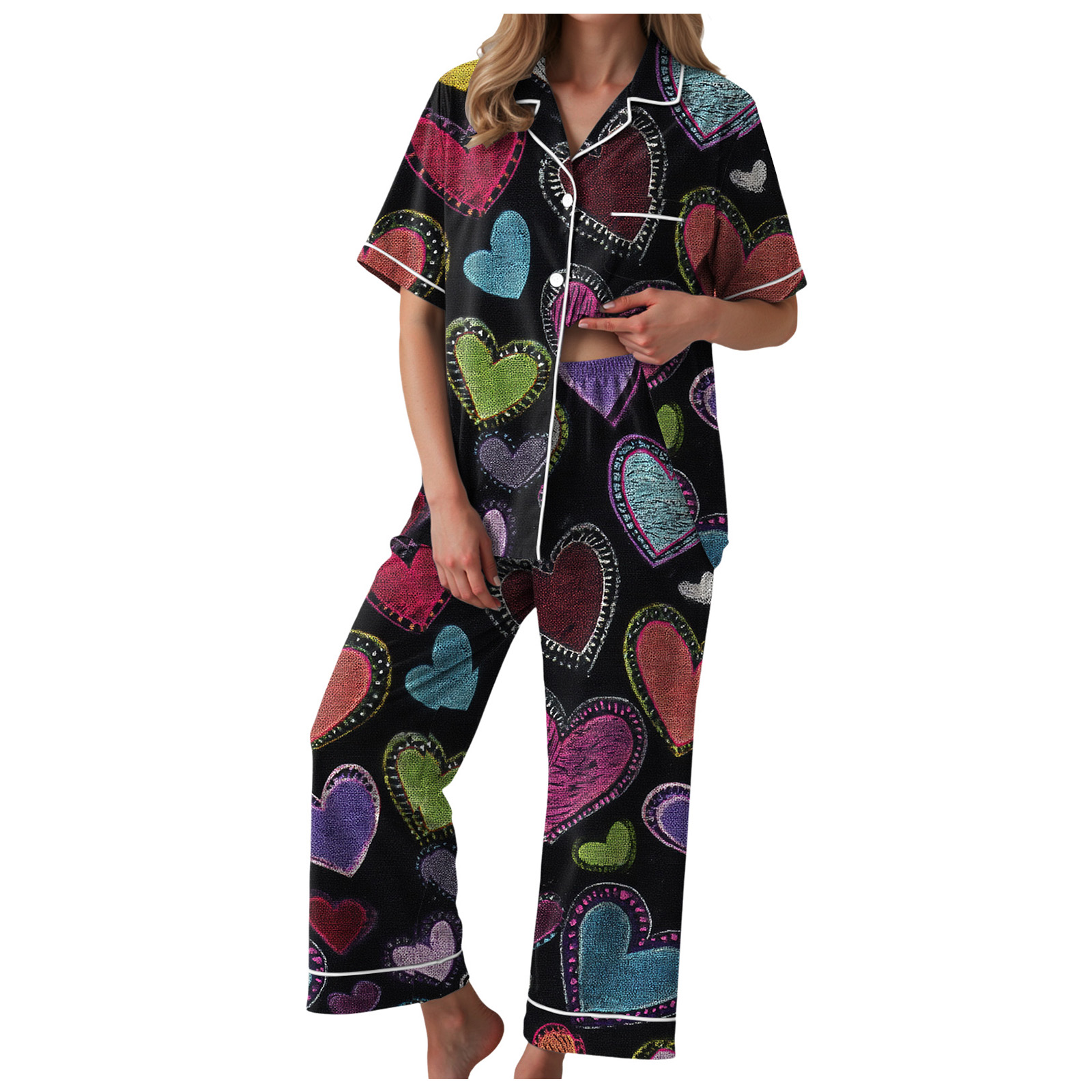 Drie Comfy Sets for Women Clothing Womens Satin Silky Pajama Set Short ...