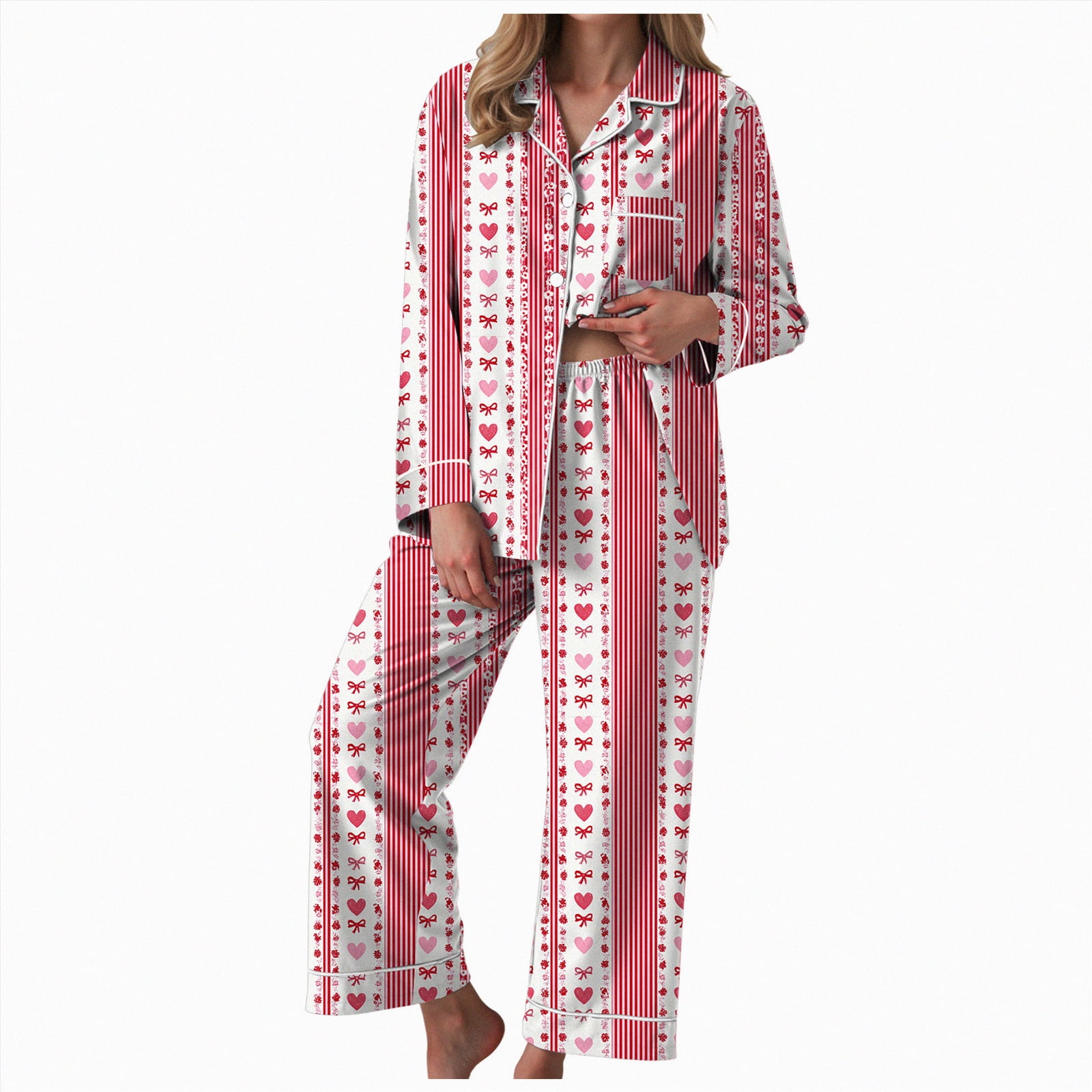 Drie Cute Pjs Womens Satin Pajama Set Classic Pattern Silky Pj Sets ...