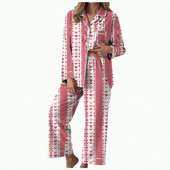 Drie Cute Pjs Womens Satin Pajama Set Classic Pattern Silky Pj Sets ...