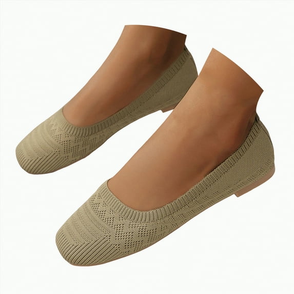 Drie Flats for Women Women's Flat Ballet Shoes Knit Flat Shoes for ...
